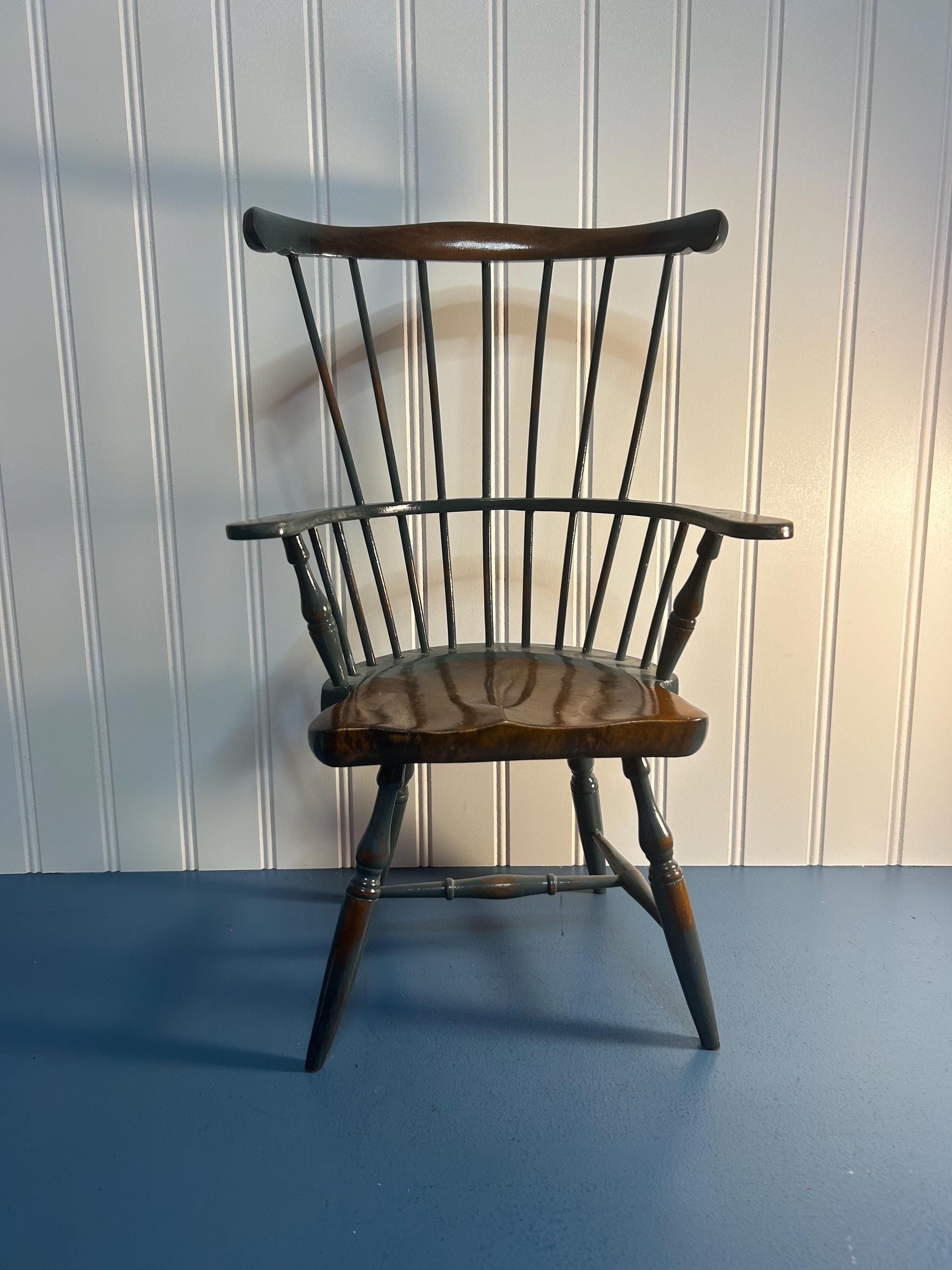 Vintage Doll Chair W/ Spindle Back in Grey and Brown - Etsy