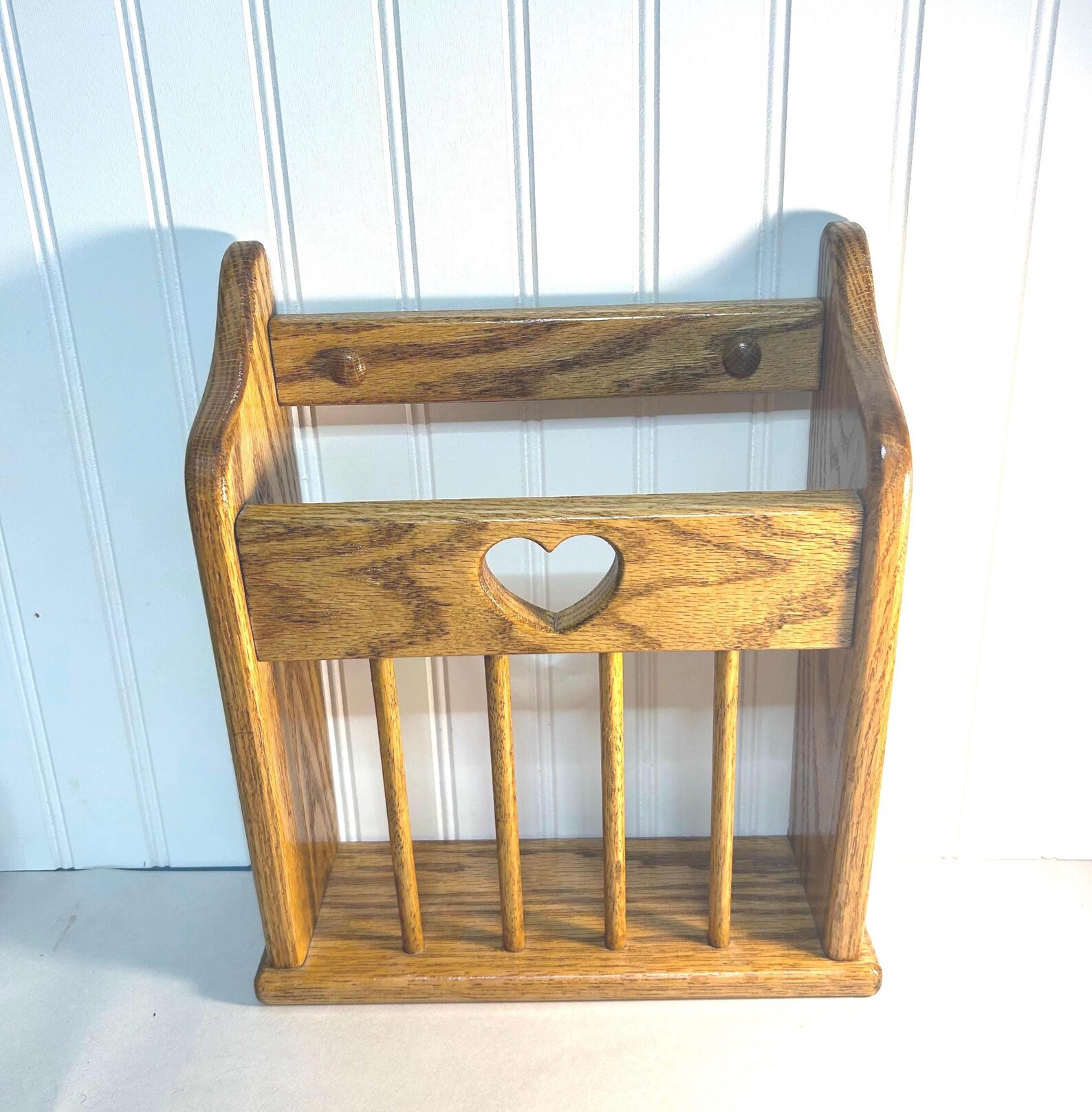 Vintage Solid Wood Wall Magazine Rack W/ Heart Cut Out ~ 12.5” - Etsy