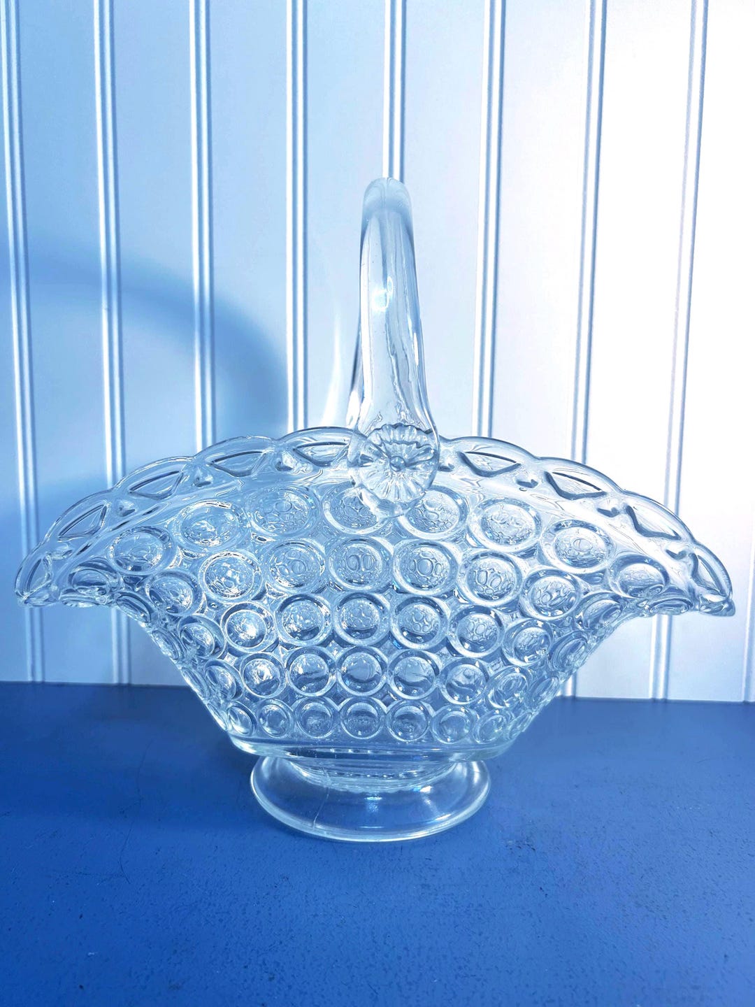 Vintage Crystal Bullseye Basket by Findlay ~ 10” - Etsy