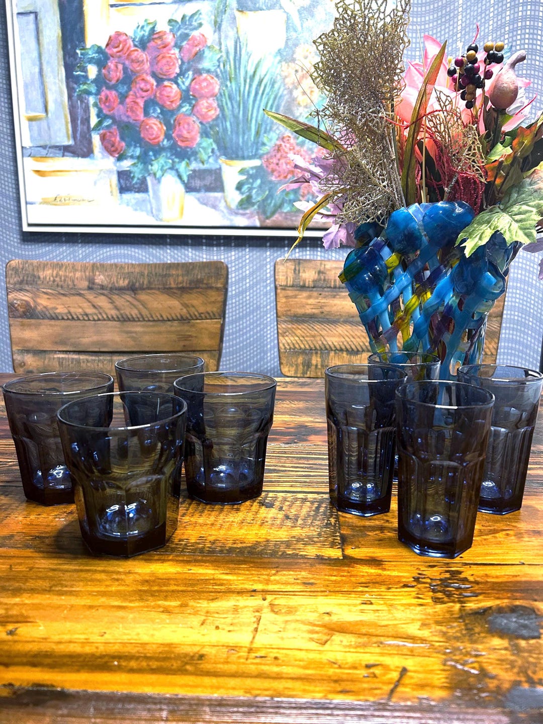 Vintage Navy Blue Libbey Gibraltar Tea & Juice Glasses ~ Set of (8) - Etsy