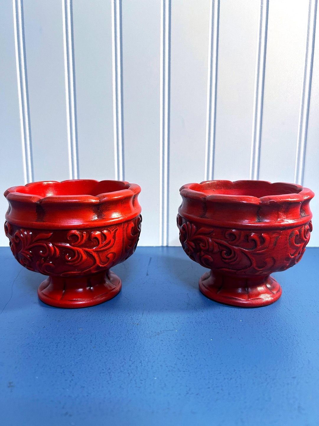 Vintage Japanese Ceramic Red Candle Holders/ Planters - Set of 2 - Etsy