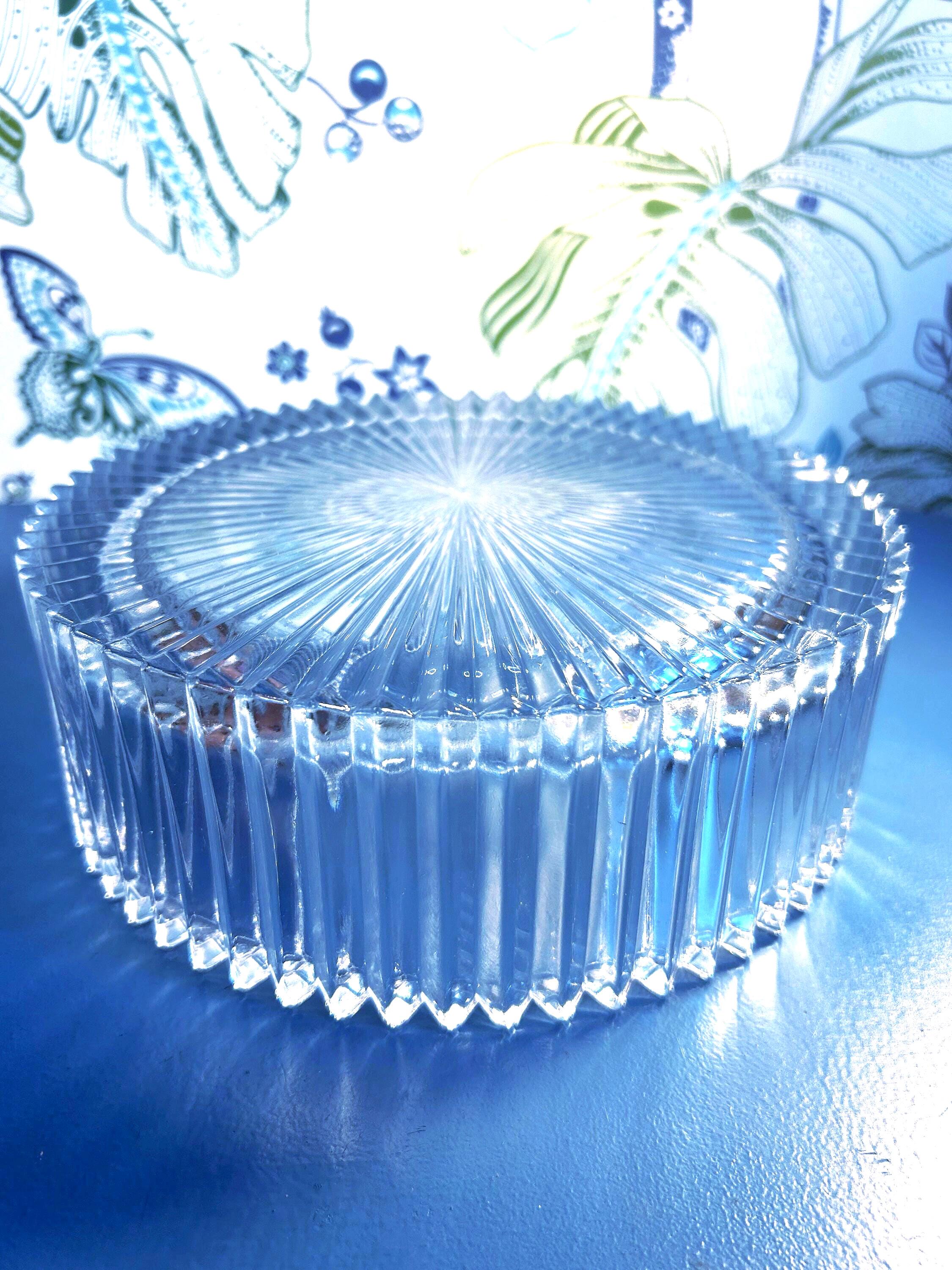 Vintage Mikasa Crystal Diamond Fire Hostess Bowl, Vertical Ribs ...