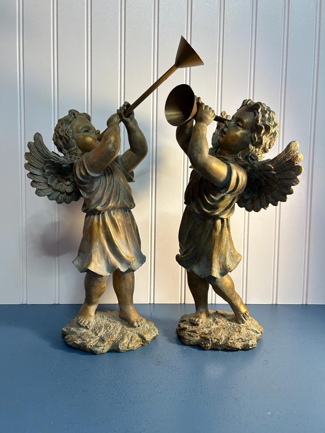 Vintage Angels Playing Brass Trumpet Set of 2 - Etsy