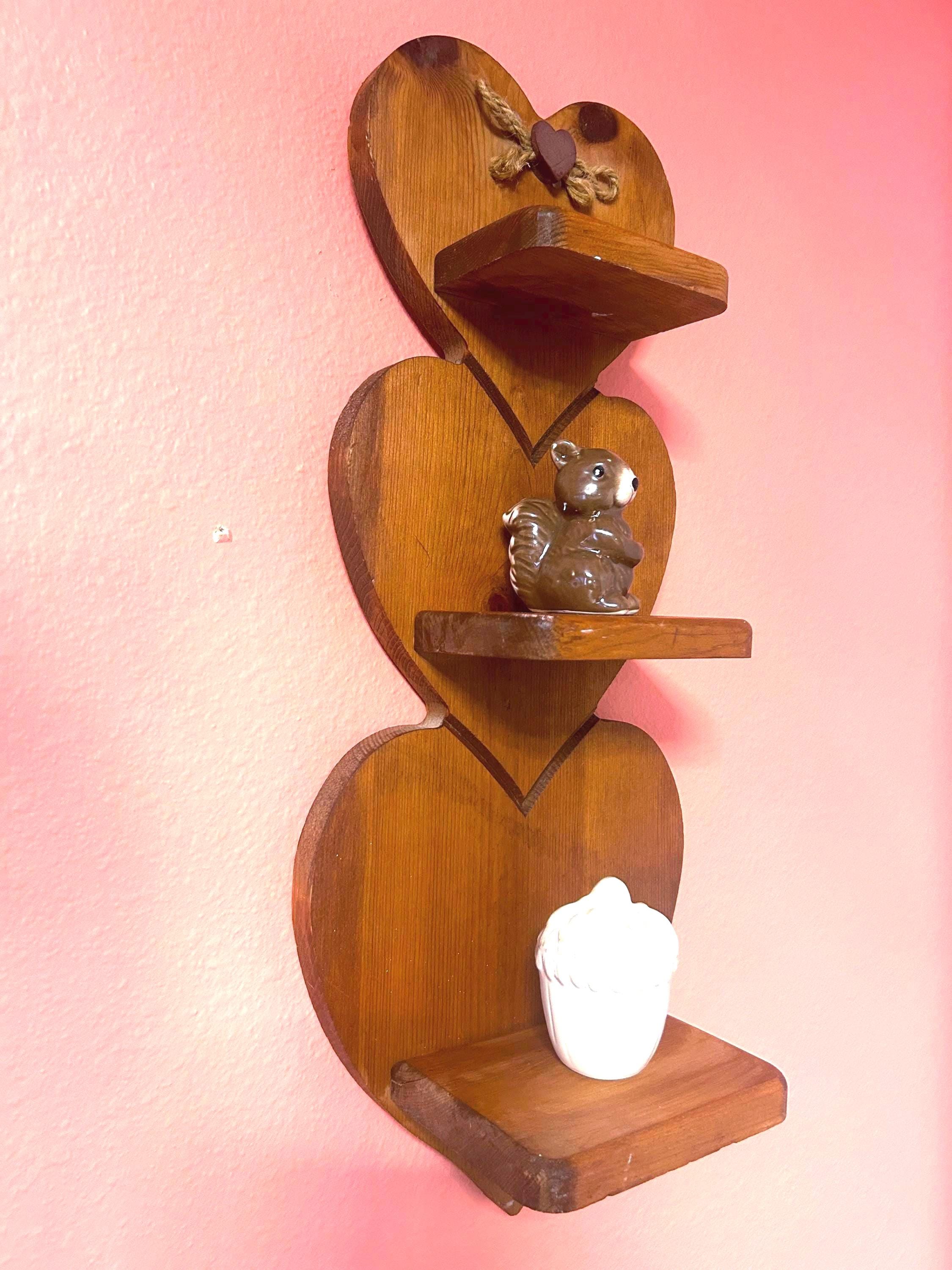 Vintage Solid Wood Wall Heart Shelves ~ Set of (2) - Etsy