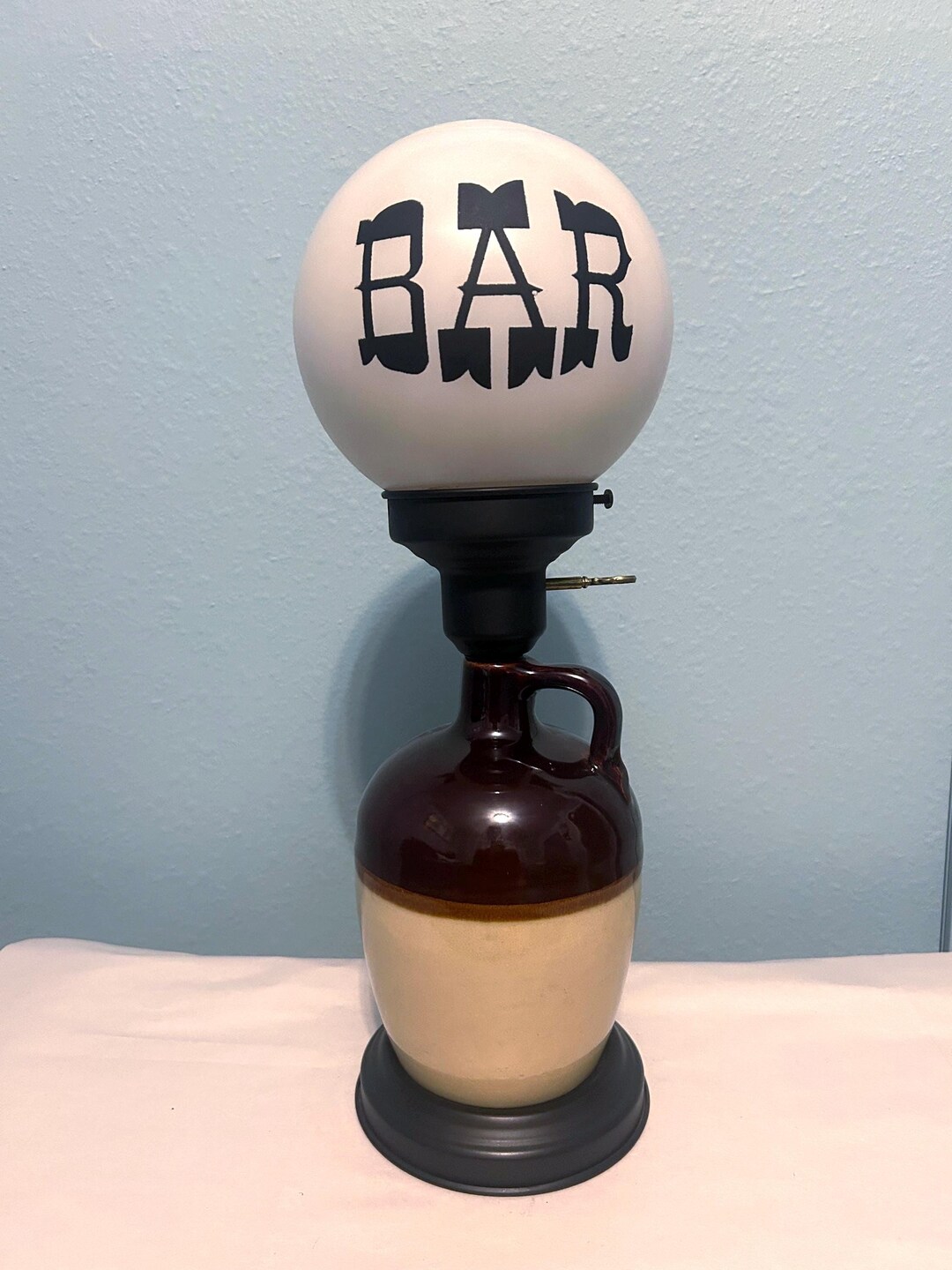 Vintage Ceramic Jug Lamp W/ Glass Round Bar Light ~ 16” - Etsy
