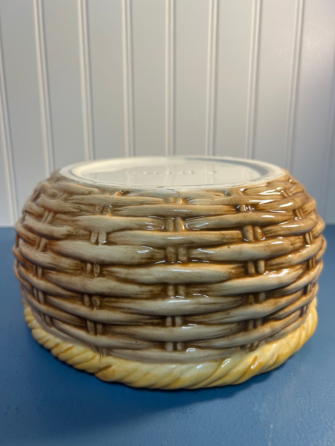 Vintage Apple Basket Ceramic Cookie Jar W/lid, Braided Snack Basket ...