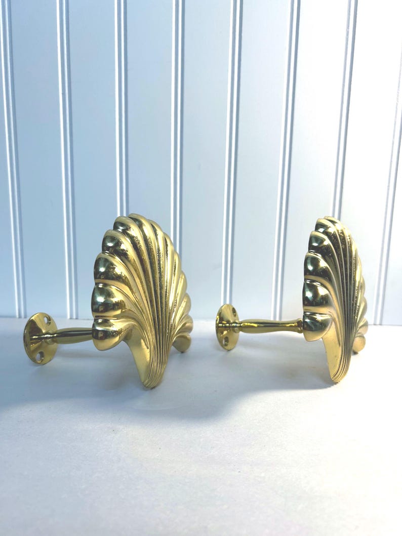 Vintage Brass Shell Drapery Tiebacks Set of 2 - Etsy