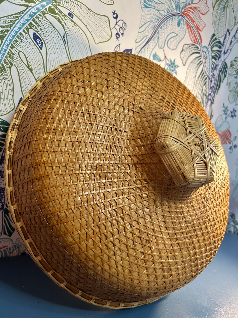 Vintage Asian Wicker Conical Coolie Hat Circa 1940’s/ Rattan Hat ~ 15 ...
