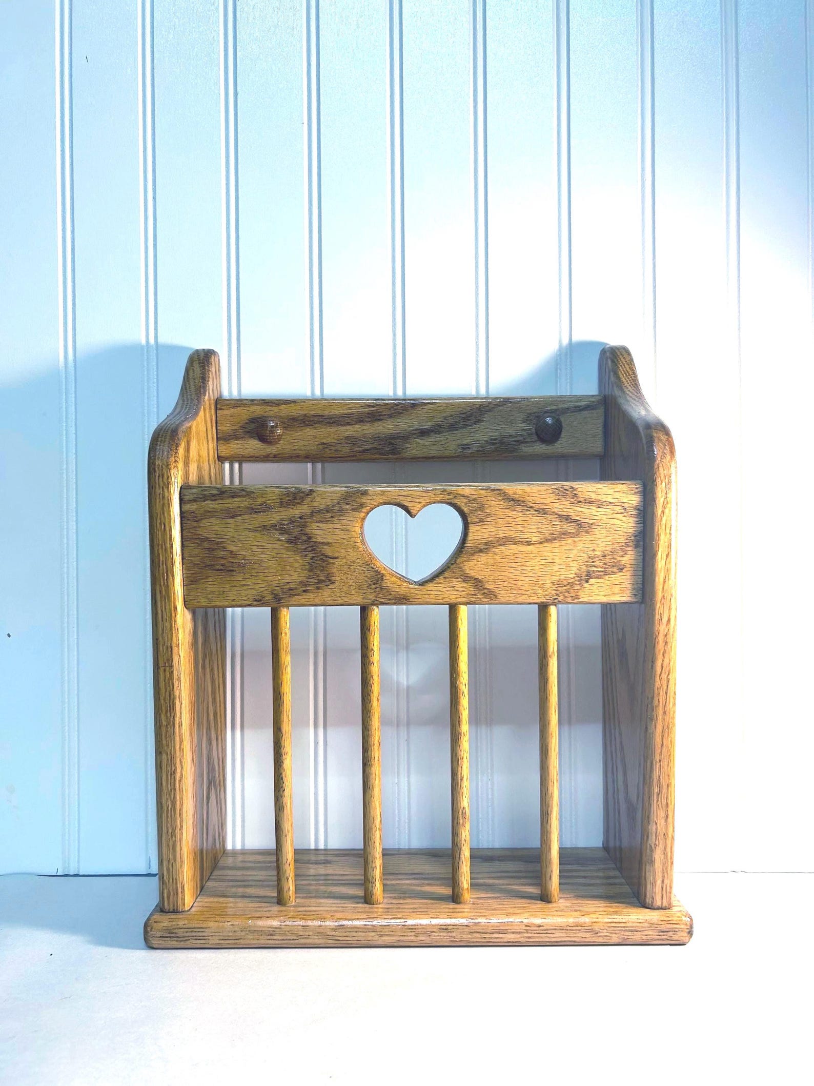 Vintage Solid Wood Wall Magazine Rack W/ Heart Cut Out ~ 12.5” - Etsy