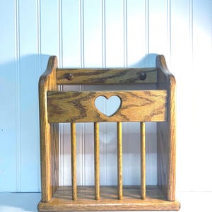 Vintage Solid Wood Wall Magazine Rack W/ Heart Cut Out ~ 12.5” - Etsy
