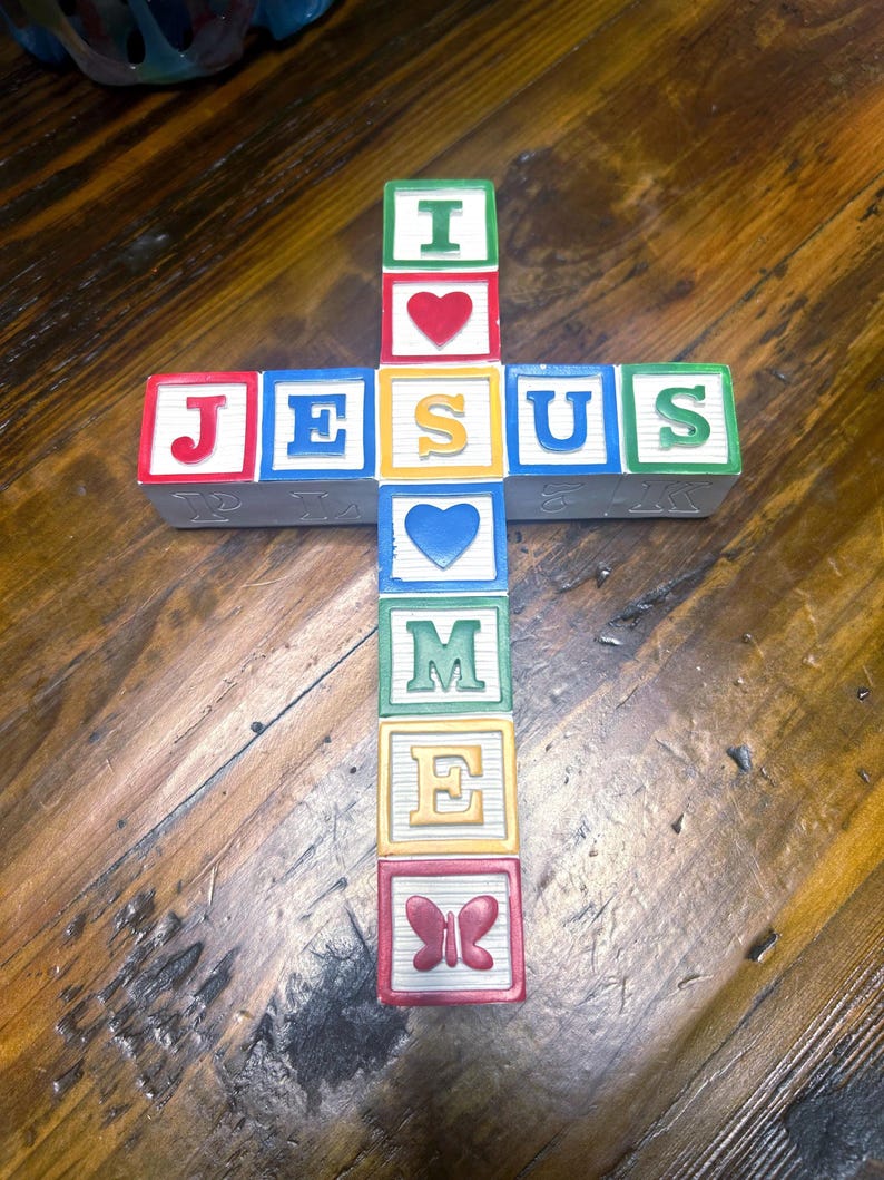 Religion “ Jesus Loves Me” Cross, Child Room, Resin Wall Cross - Etsy