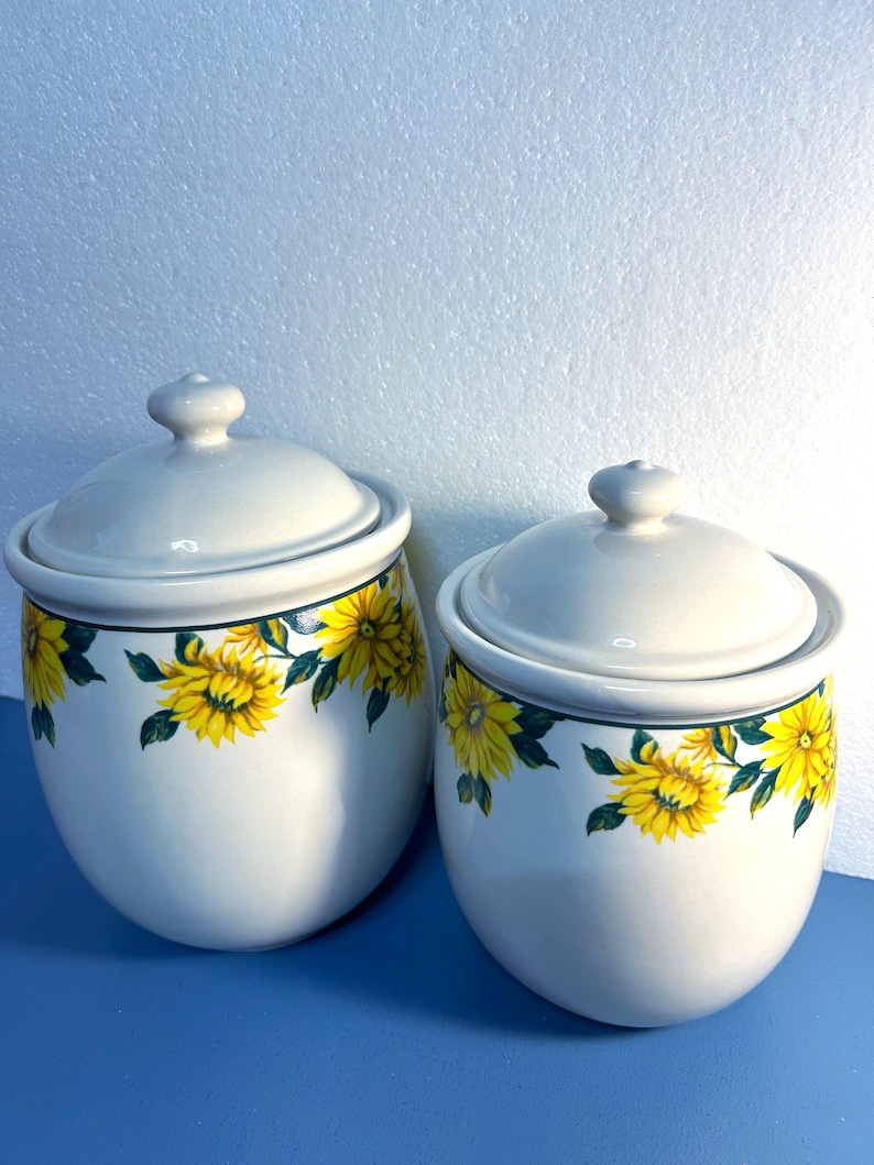 Vintage Sunflower Canister by Thomson Pottery~ Set of (2) - Etsy