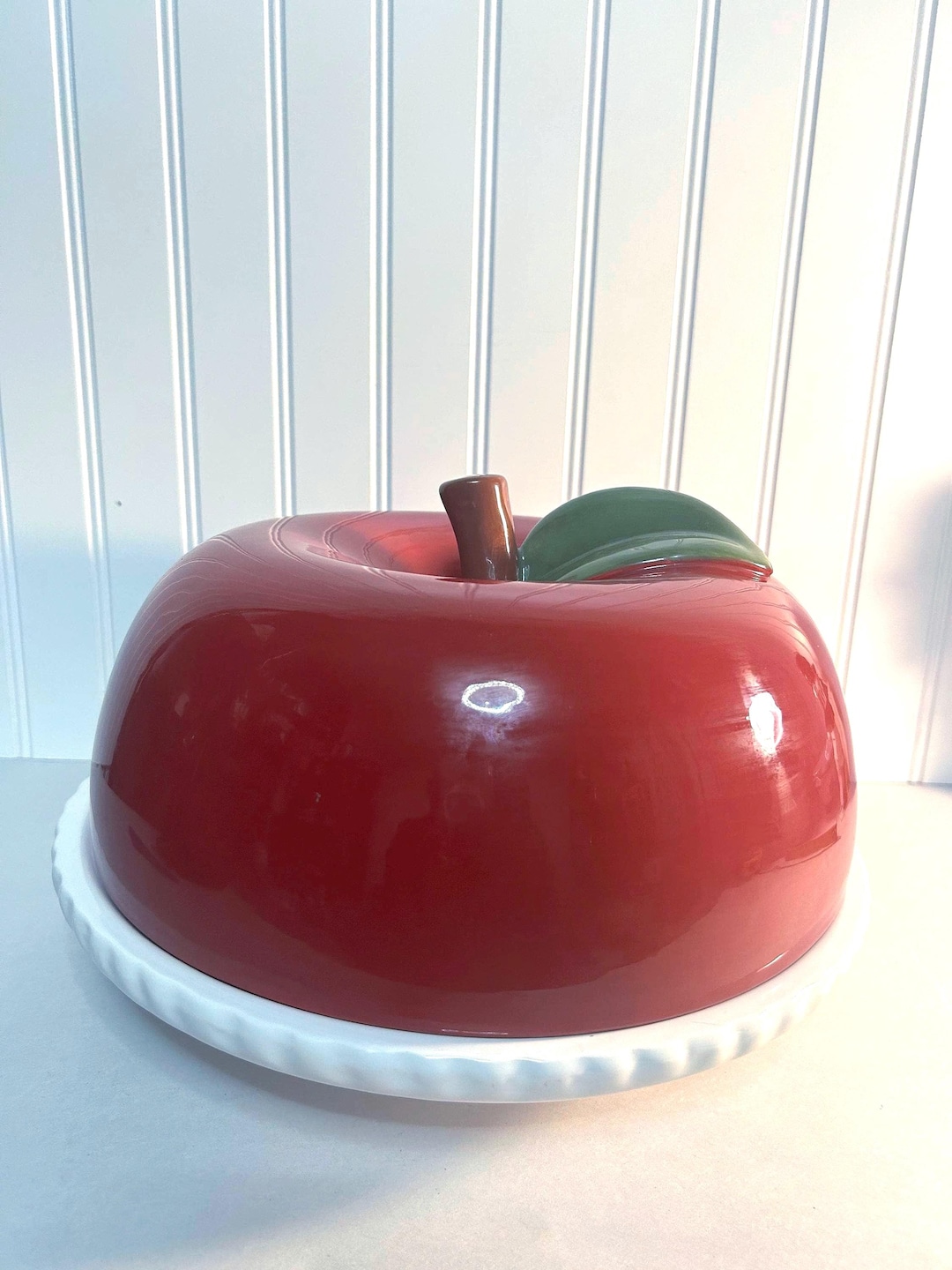 Vintage Ceramic Apple Pie Dish W/lid 2 Pieces 12 Very Heavy - Etsy