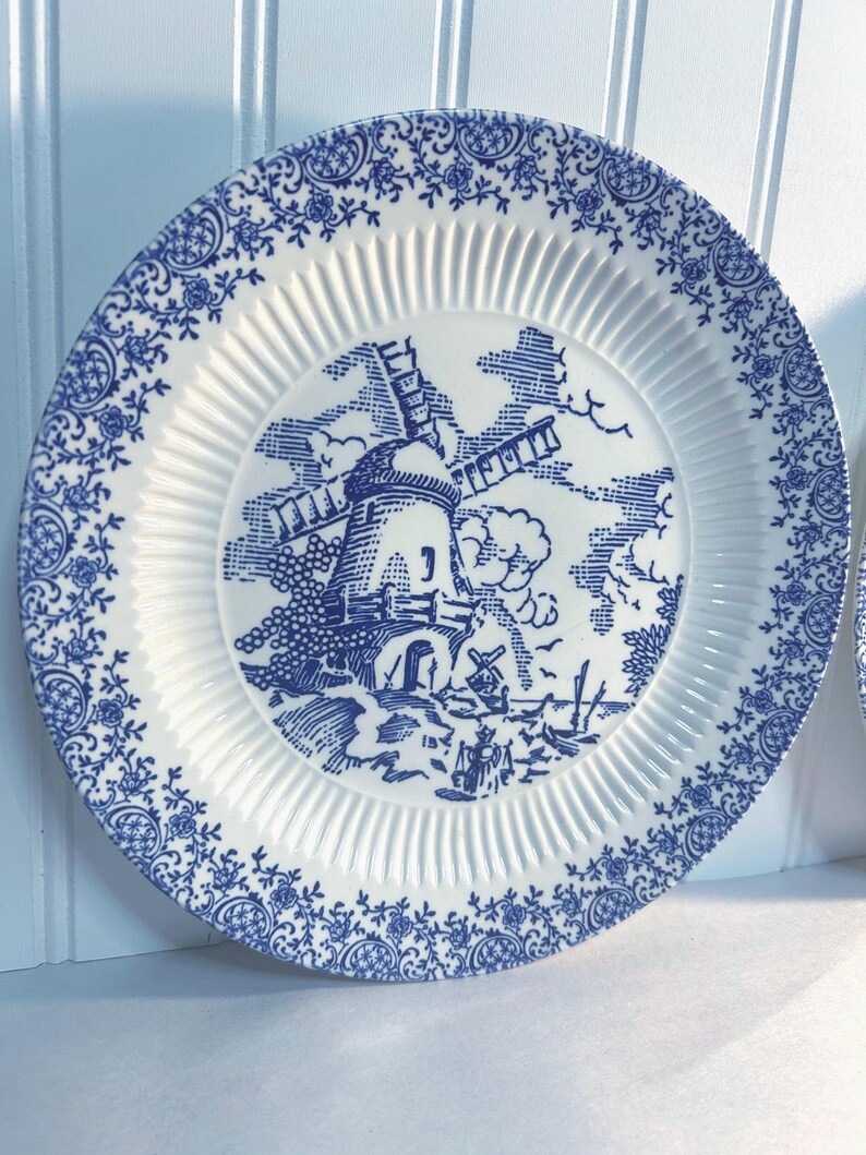 Vintage Blue and White Windmill Plates by Royal China Set of 2 9.25 - Etsy