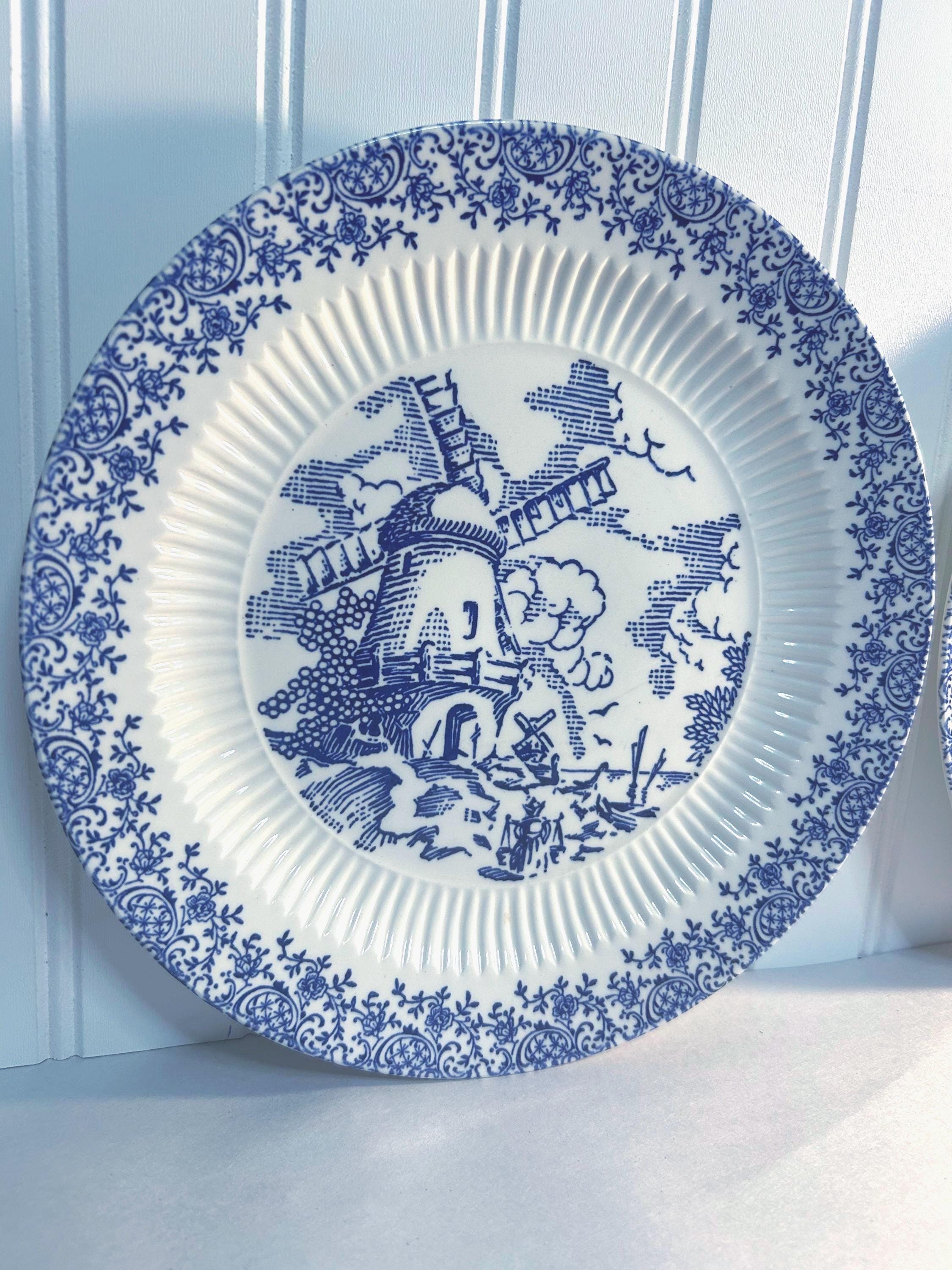Vintage Blue and White Windmill Plates by Royal China Set of 2 9.25 - Etsy
