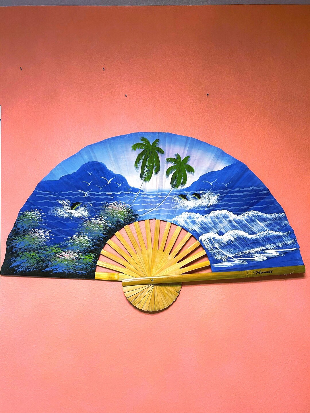 Vintage Hawaiian Island Bamboo (extra~ Large) Wall Fan 39”x24” - Etsy