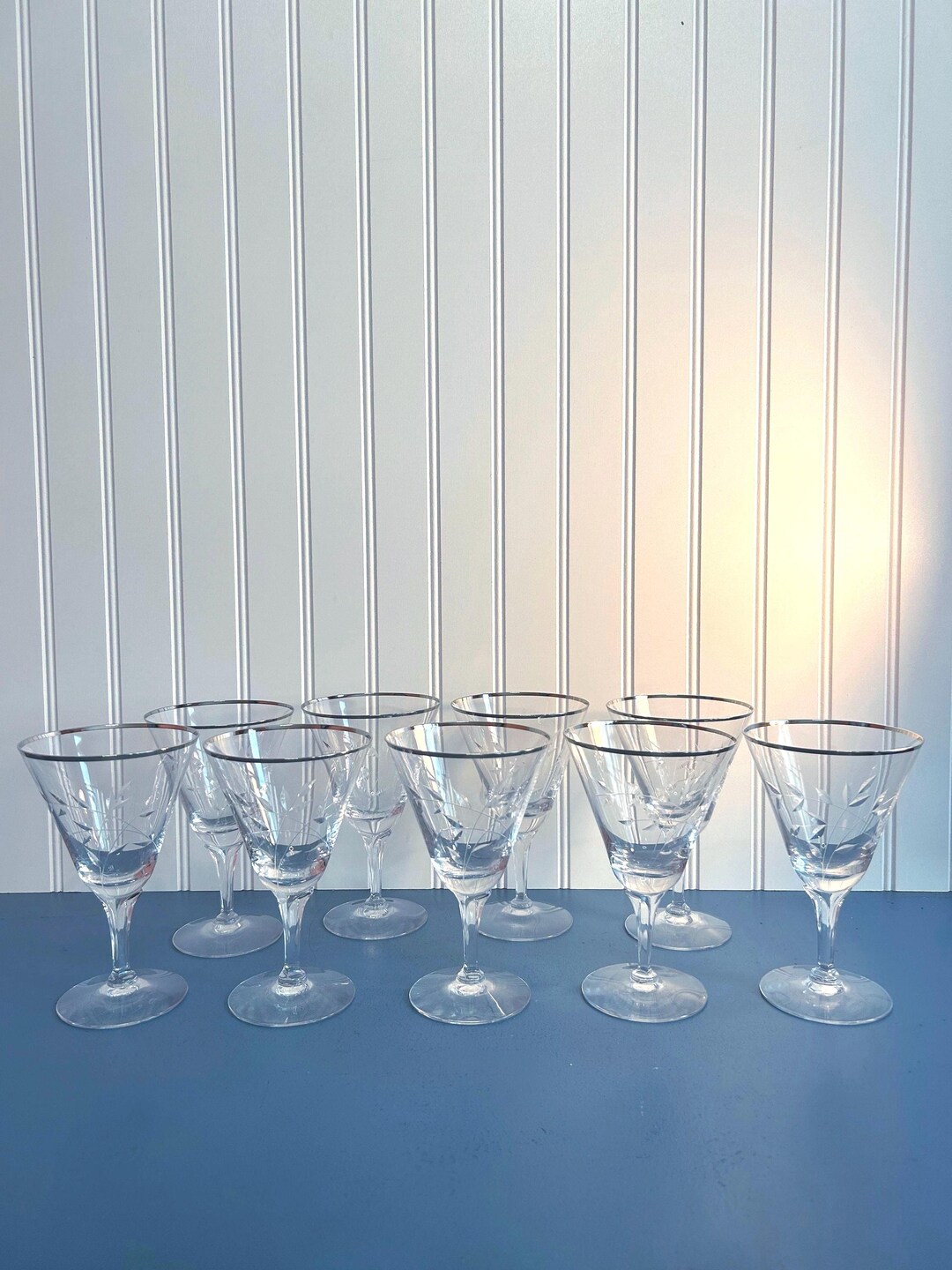 Vintage Fostoria Bridal Bell (large) Wine Cocktail Glasses~ Silver Trim ...