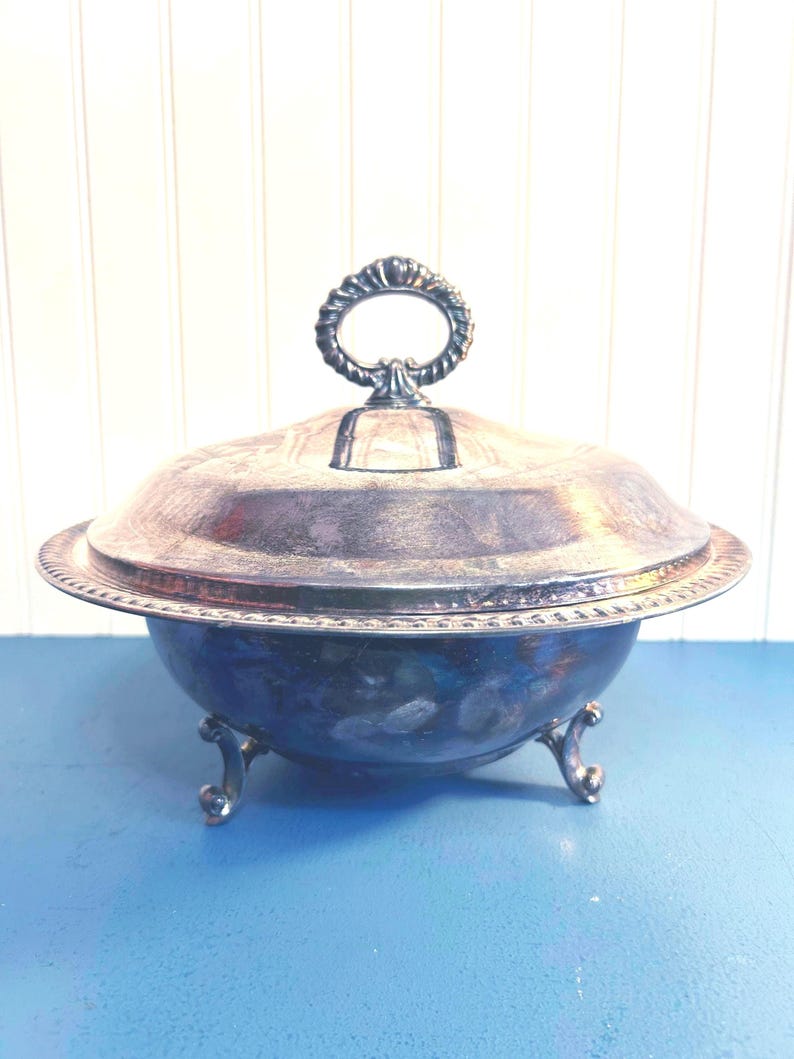 Vintage Silverplate Footed Chafing Dish W/ Lid - Etsy