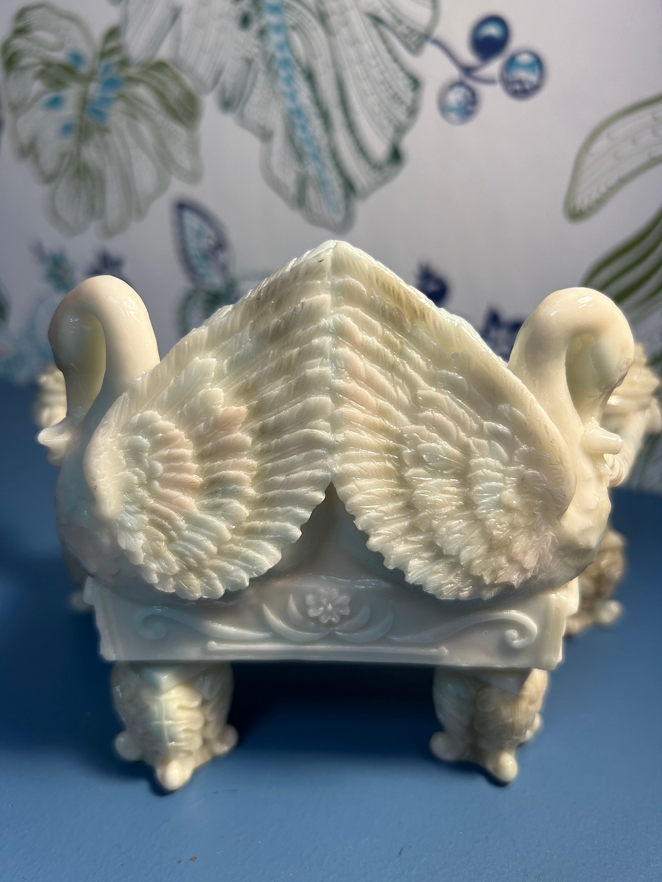 Vintage Double Swan Marble Stone Bench by Enesco Priscilla Hillman 1999 ...