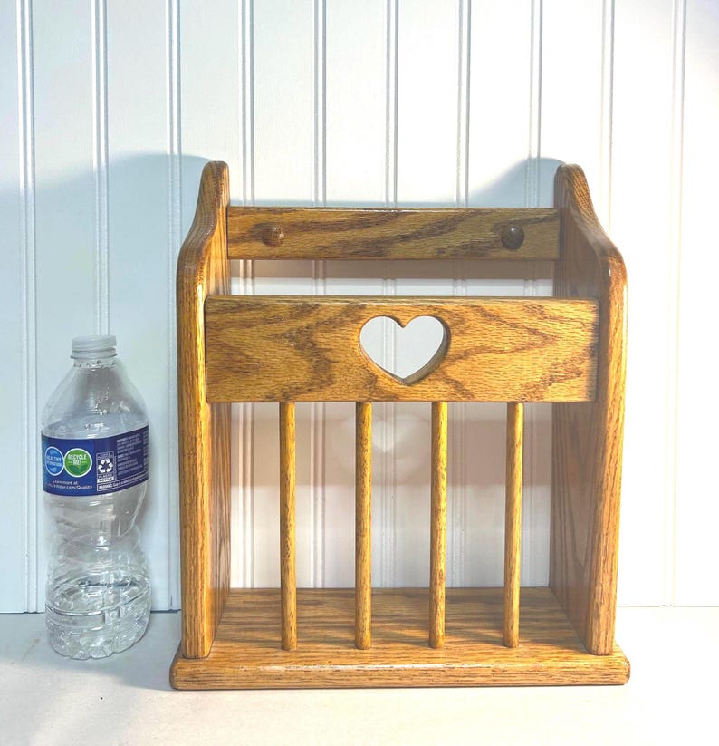 Vintage Solid Wood Wall Magazine Rack W/ Heart Cut Out ~ 12.5” - Etsy