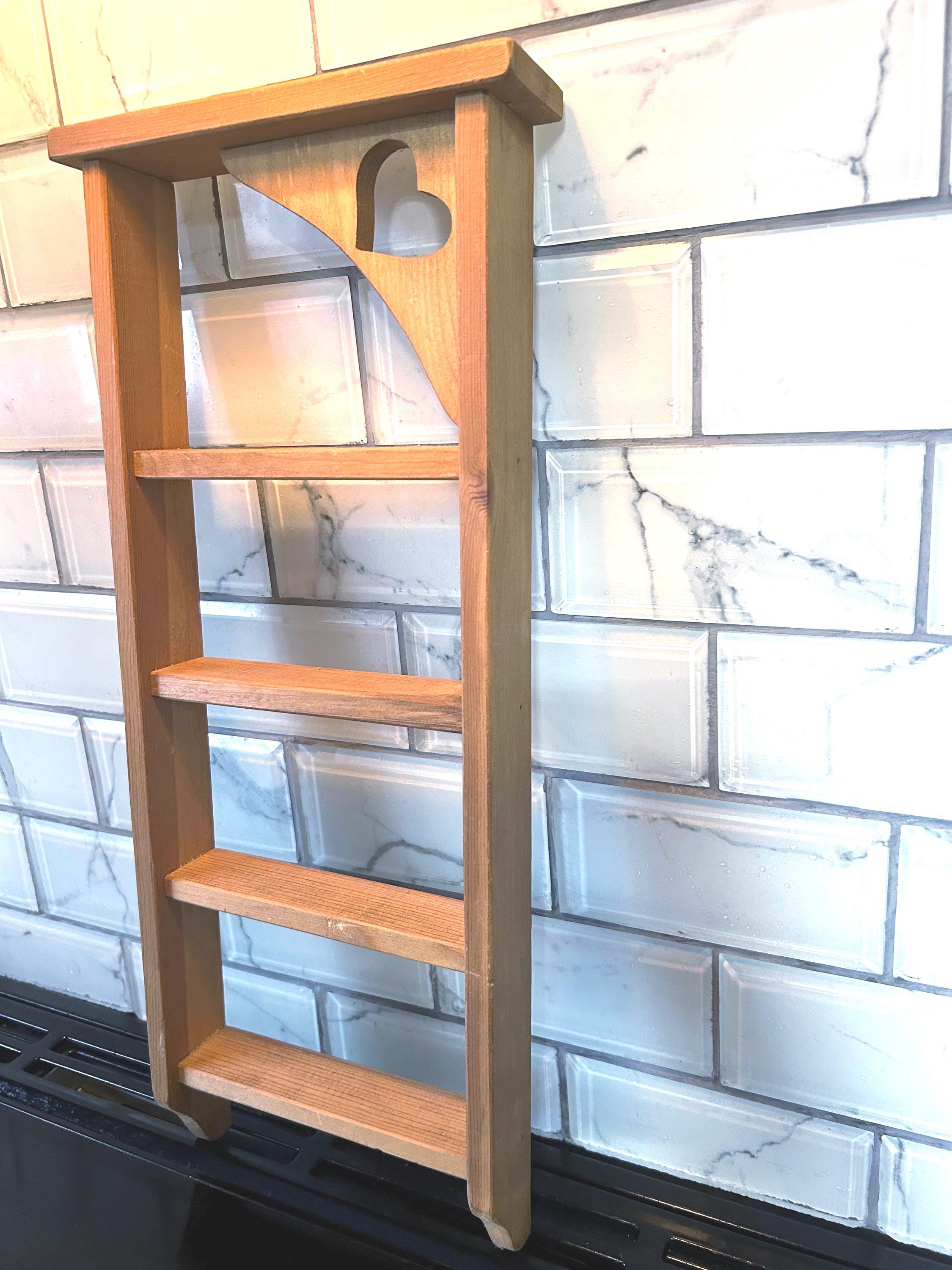 Vintage Solid Wood Ladder Wall Hanging Shelve W/ Heart Cut Out ~ 19.34 ...