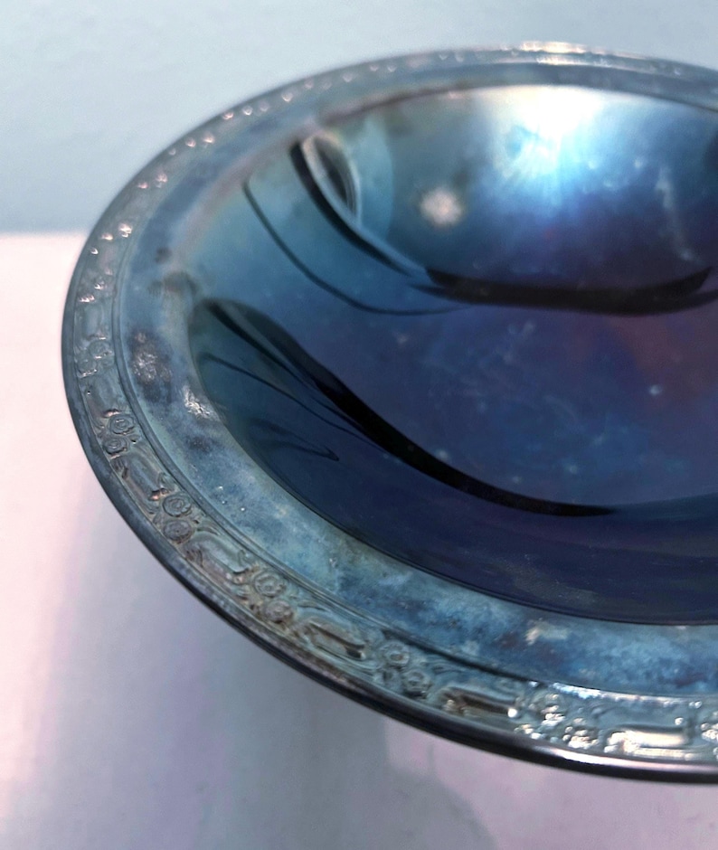 Vintage Oneida Silverplate Footed Candy Dish W/ Blue Patina ~ 7.5” - Etsy