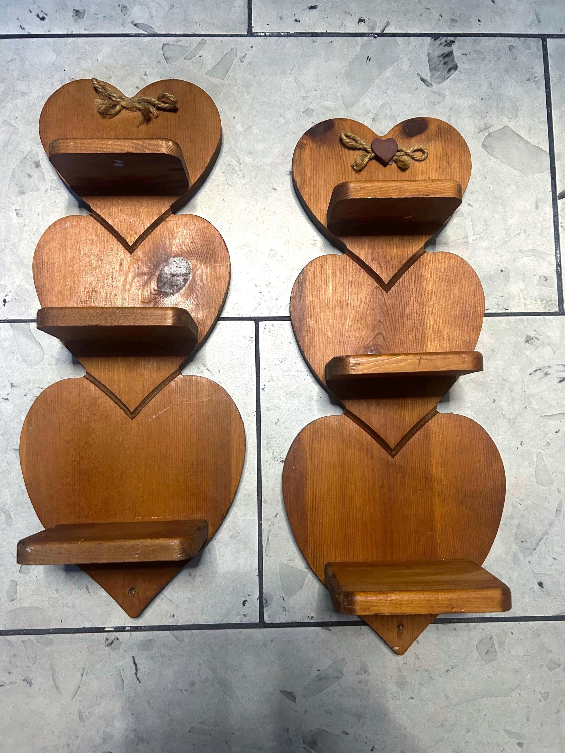 Vintage Solid Wood Wall Heart Shelves ~ Set of (2) - Etsy
