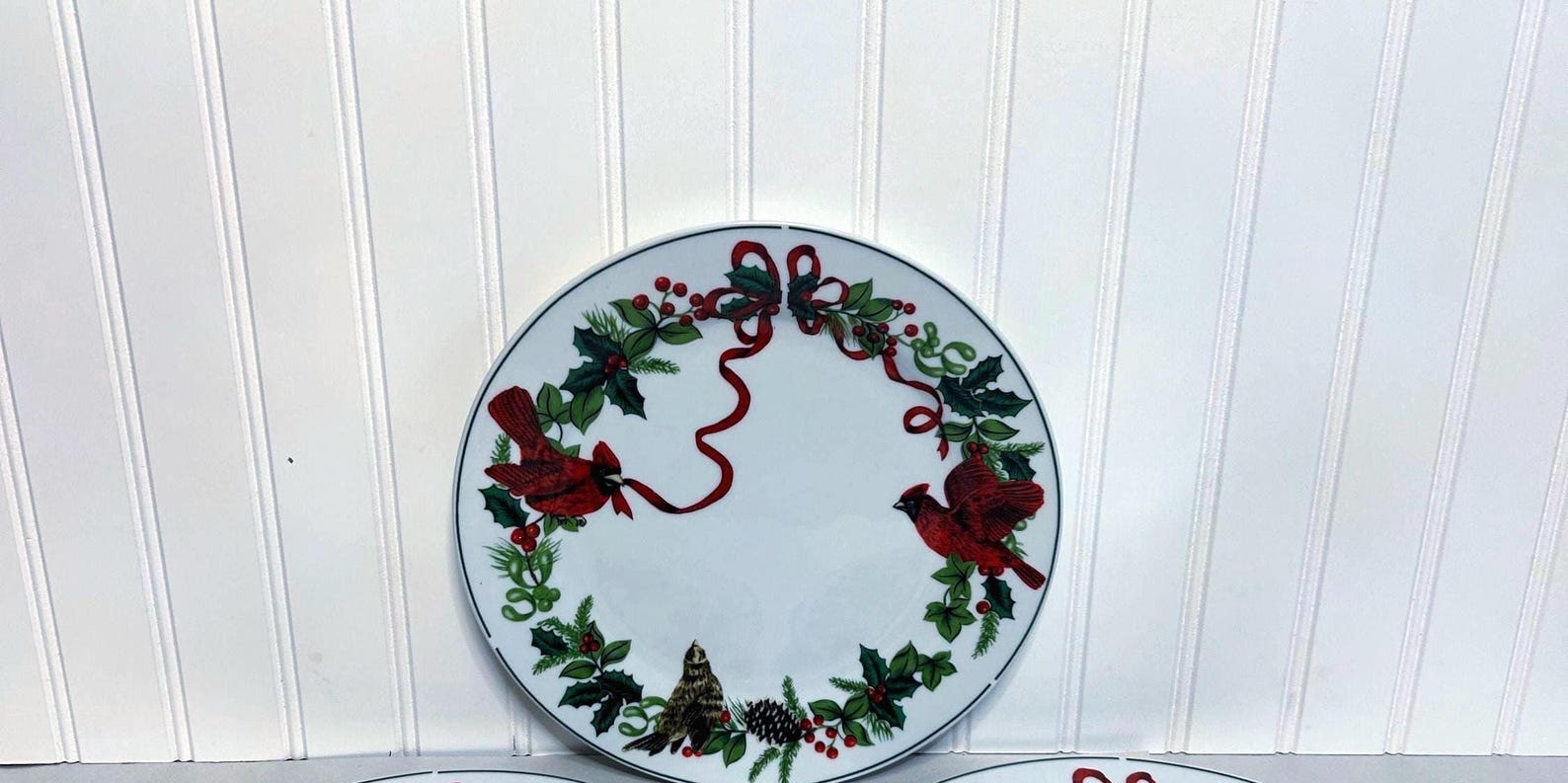 Vintage Christmas Cardinal Bird Plates, Royal Norfolk ~ 10” ~ (4) Pcs ...