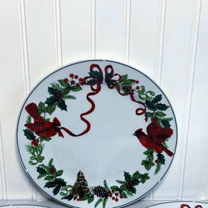 Vintage Christmas Cardinal Bird Plates, Royal Norfolk ~ 10” ~ (4) Pcs ...