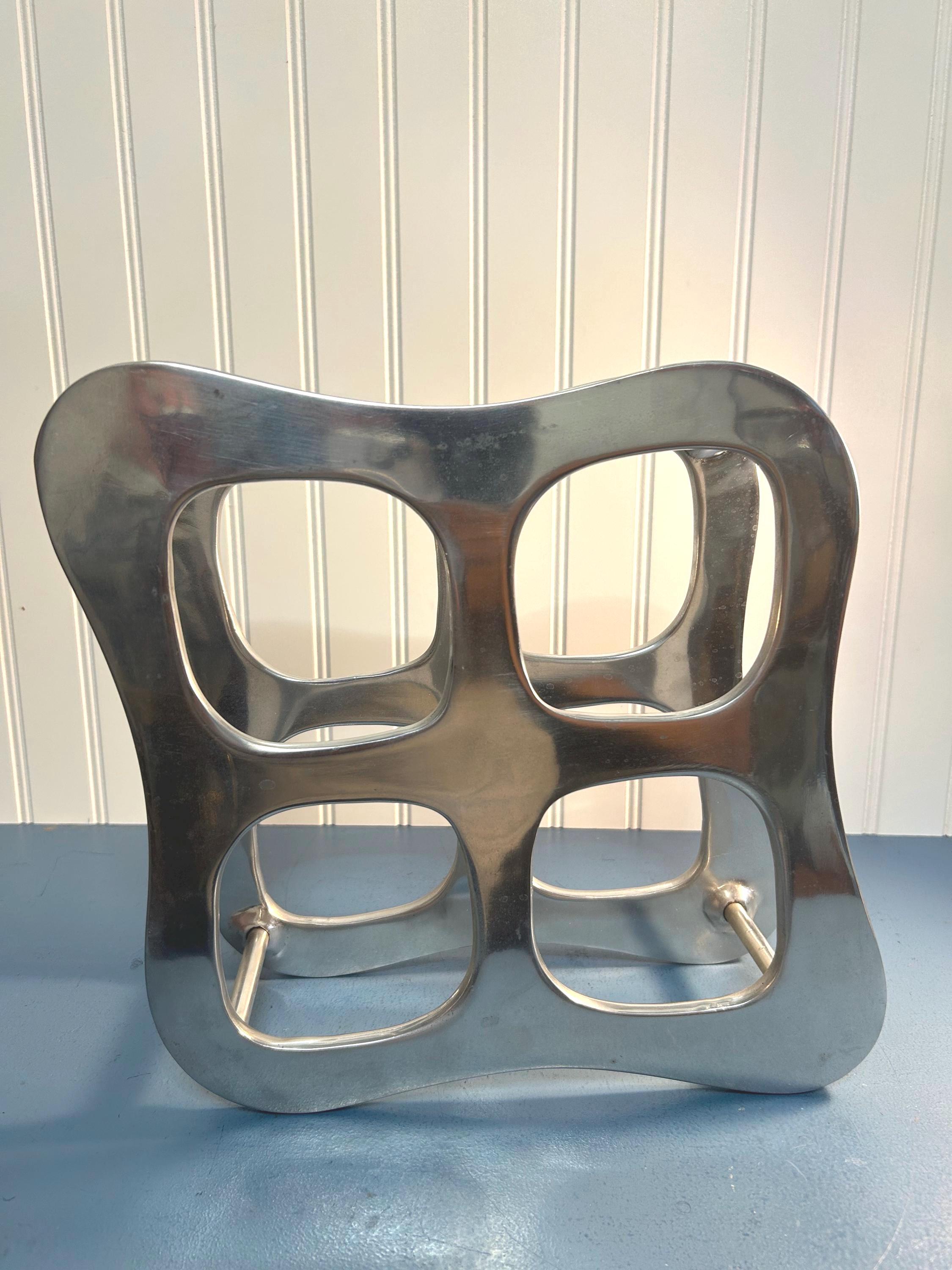 Vintage Aluminum Wine Rack for Countertop/ Table Holds 4 Bottles 11x 11 ...