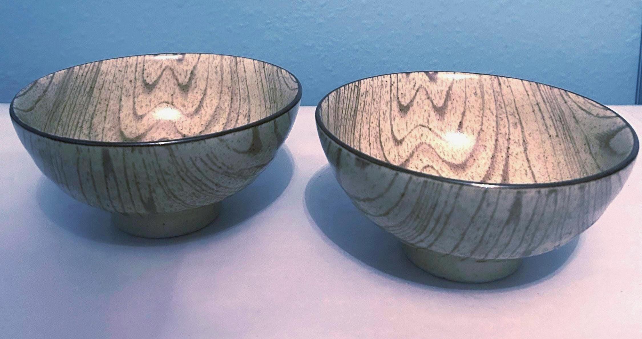 Vintage Futaba Porcelain Woodgrain ~ Design Bowls Made in Japan ~ Set ...