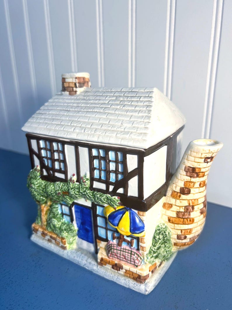 Vintage Ceramic Village Tea Shop Teapot W/ Handle - Etsy