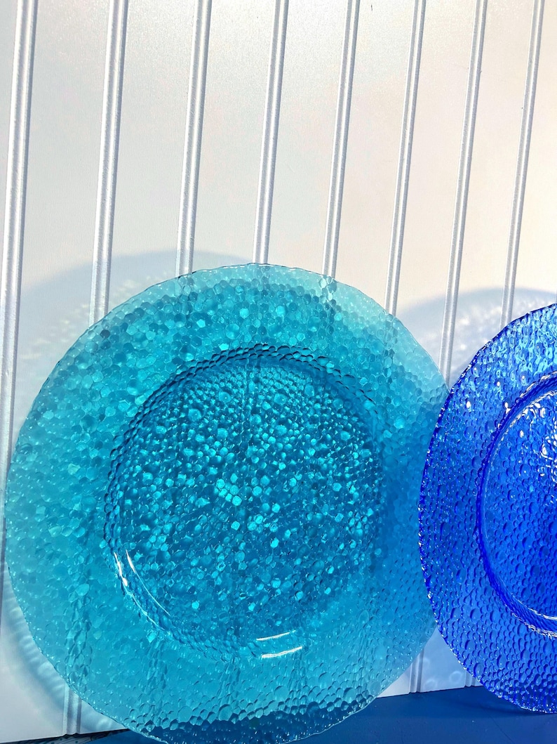 Vintage Cobalt Blue & Teal Bubble Plates ~ 12.5” - Etsy Australia