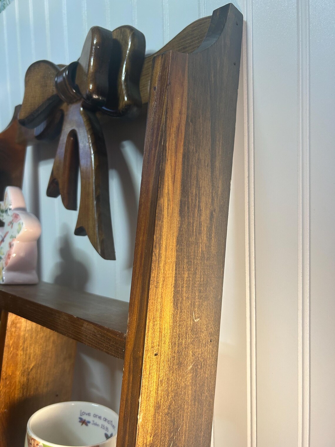 Vintage Wooden 3 Tier Bow Wall Shelf W/ Pegs for Keys - Etsy