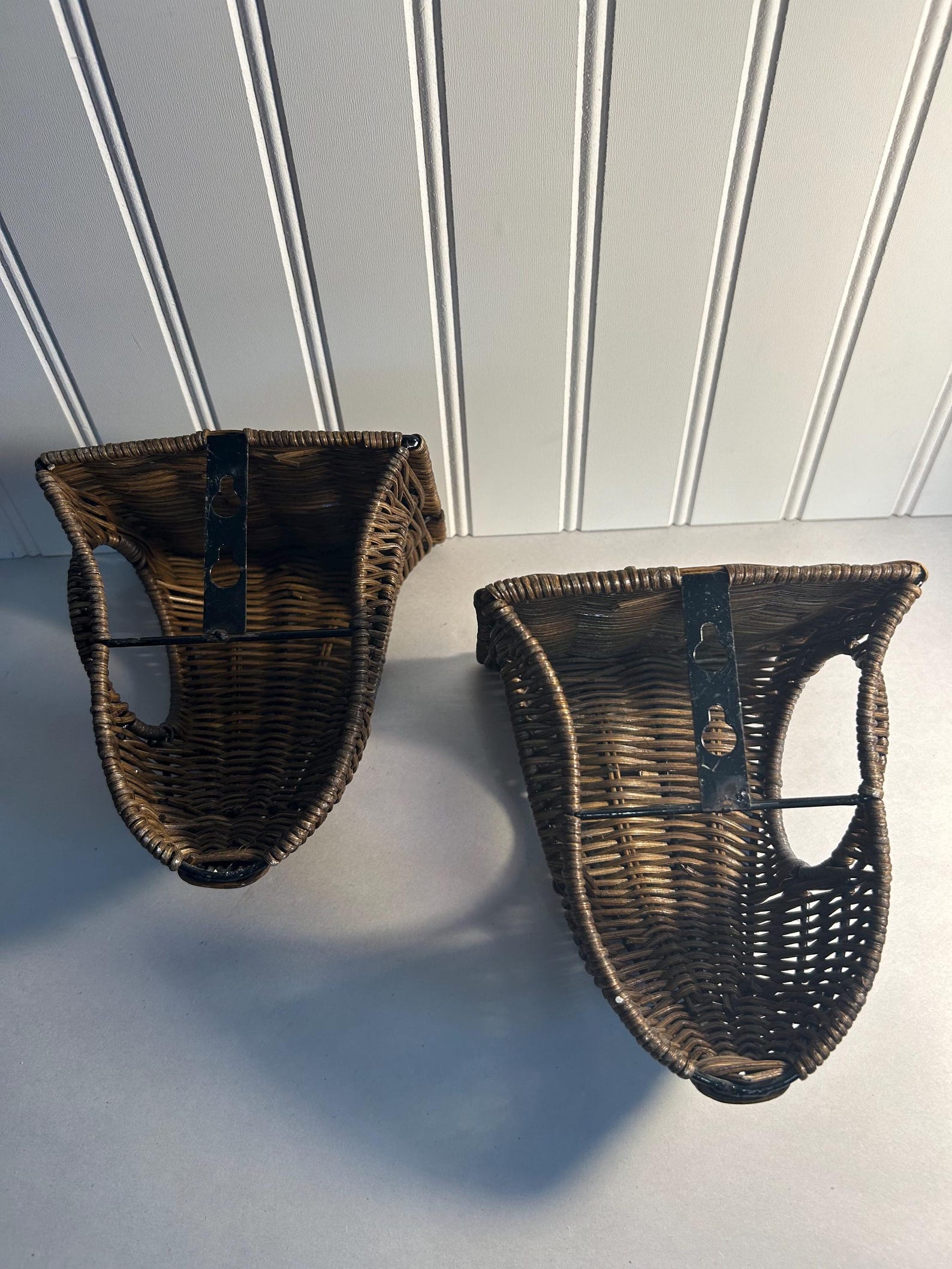 Vintage Wicker Wall Sconces ~ Set of 2 - Etsy