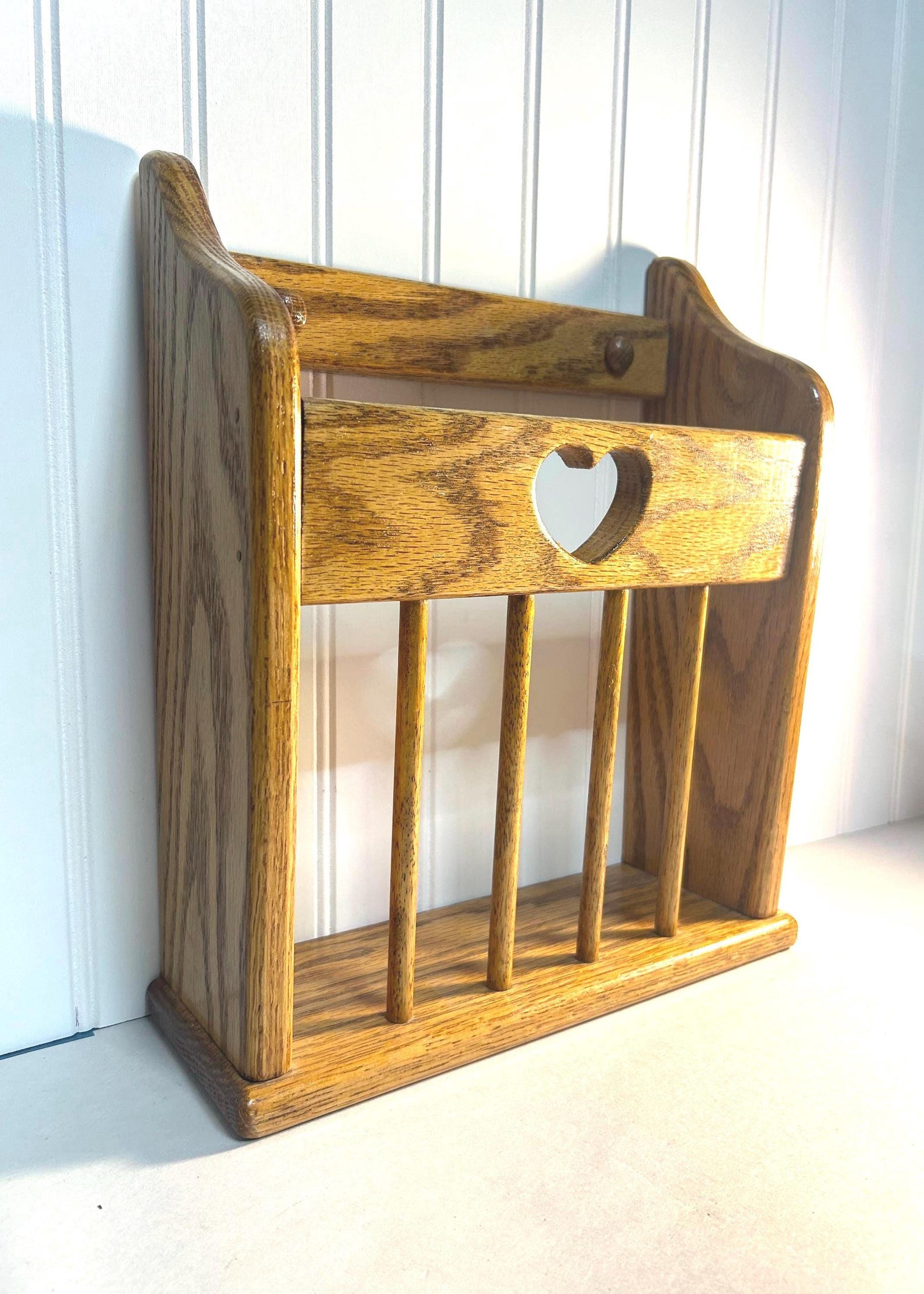 Vintage Solid Wood Wall Magazine Rack W/ Heart Cut Out ~ 12.5” - Etsy