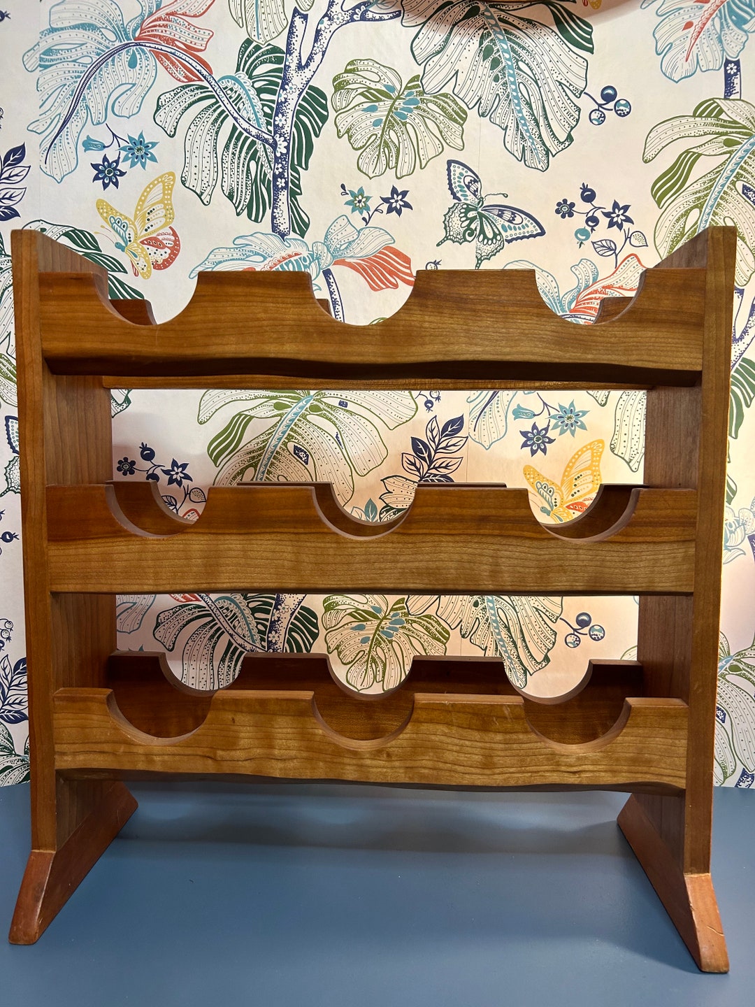 Vintage Extra Large Teak Wood Wine Rack Holds 9 Bottles - Etsy