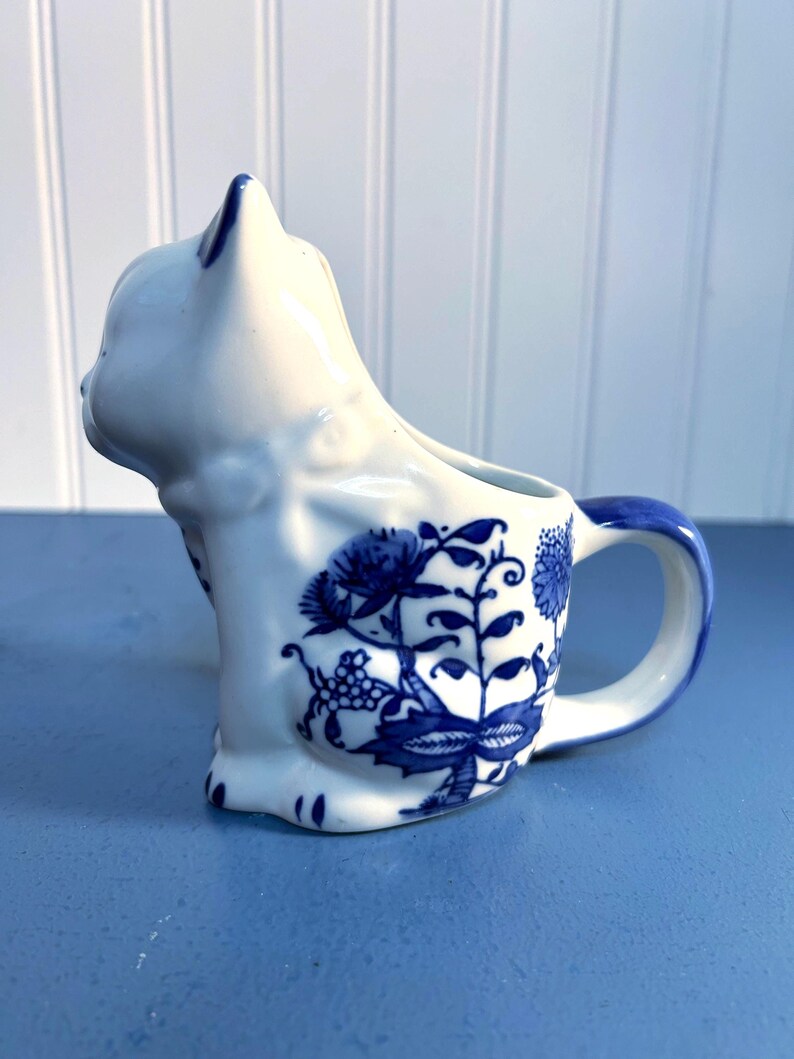 Vintage Cat Pitcher, Blue & White Creamer by Baum Bros. - Etsy