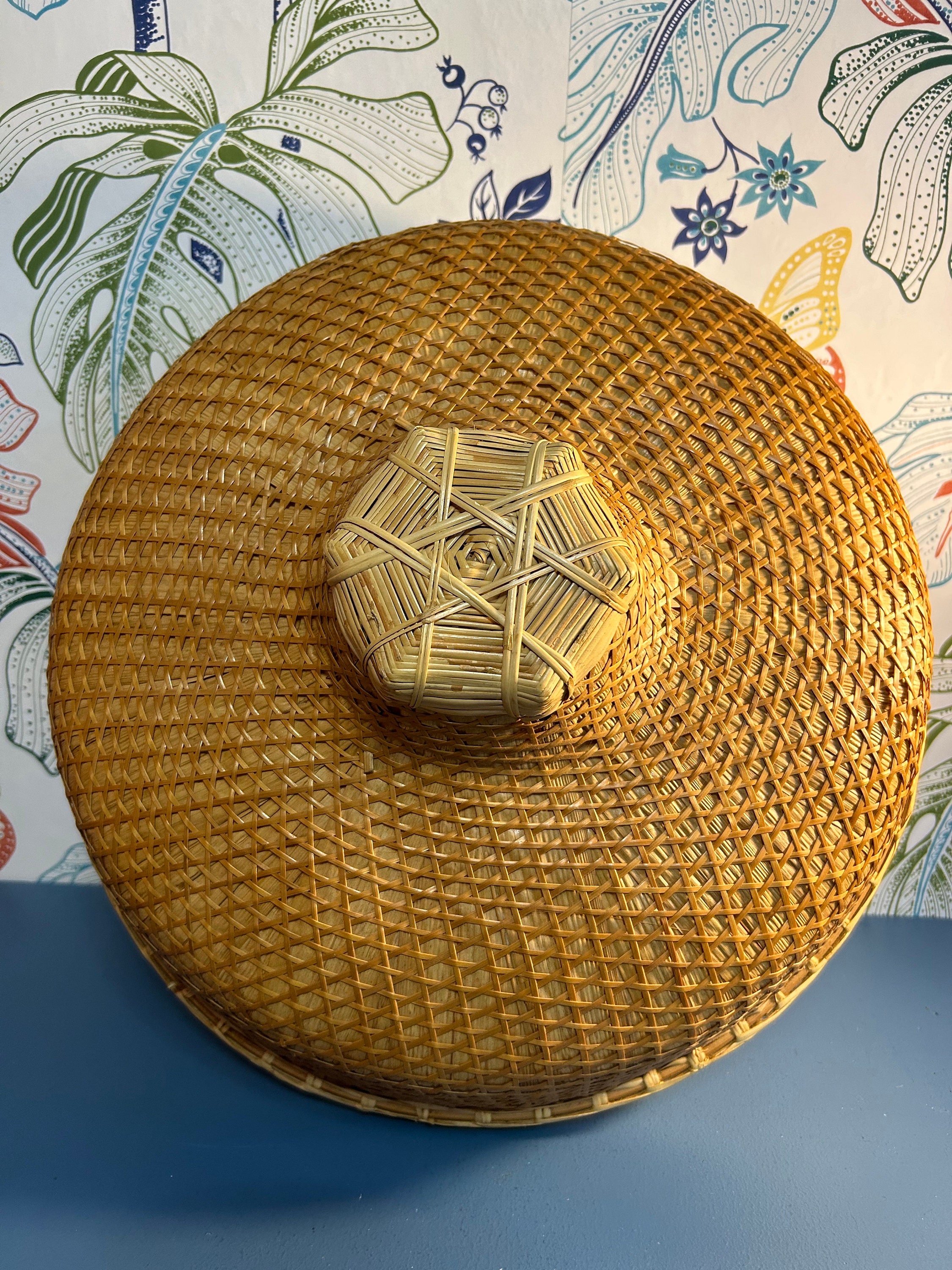 Vintage Asian Wicker Conical Coolie Hat Circa 1940s 15 - Etsy
