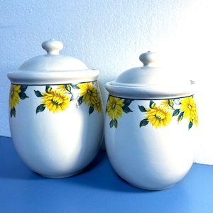 Vintage Sunflower Canister by Thomson Pottery~ Set of (2) - Etsy