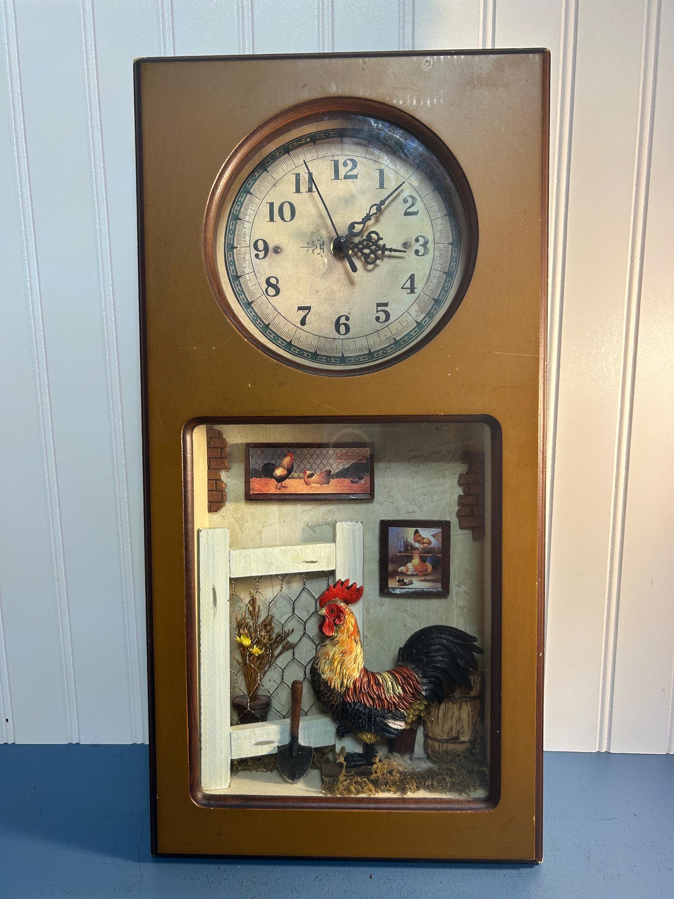 Vintage Rooster Clock 19x 9.5 - Etsy
