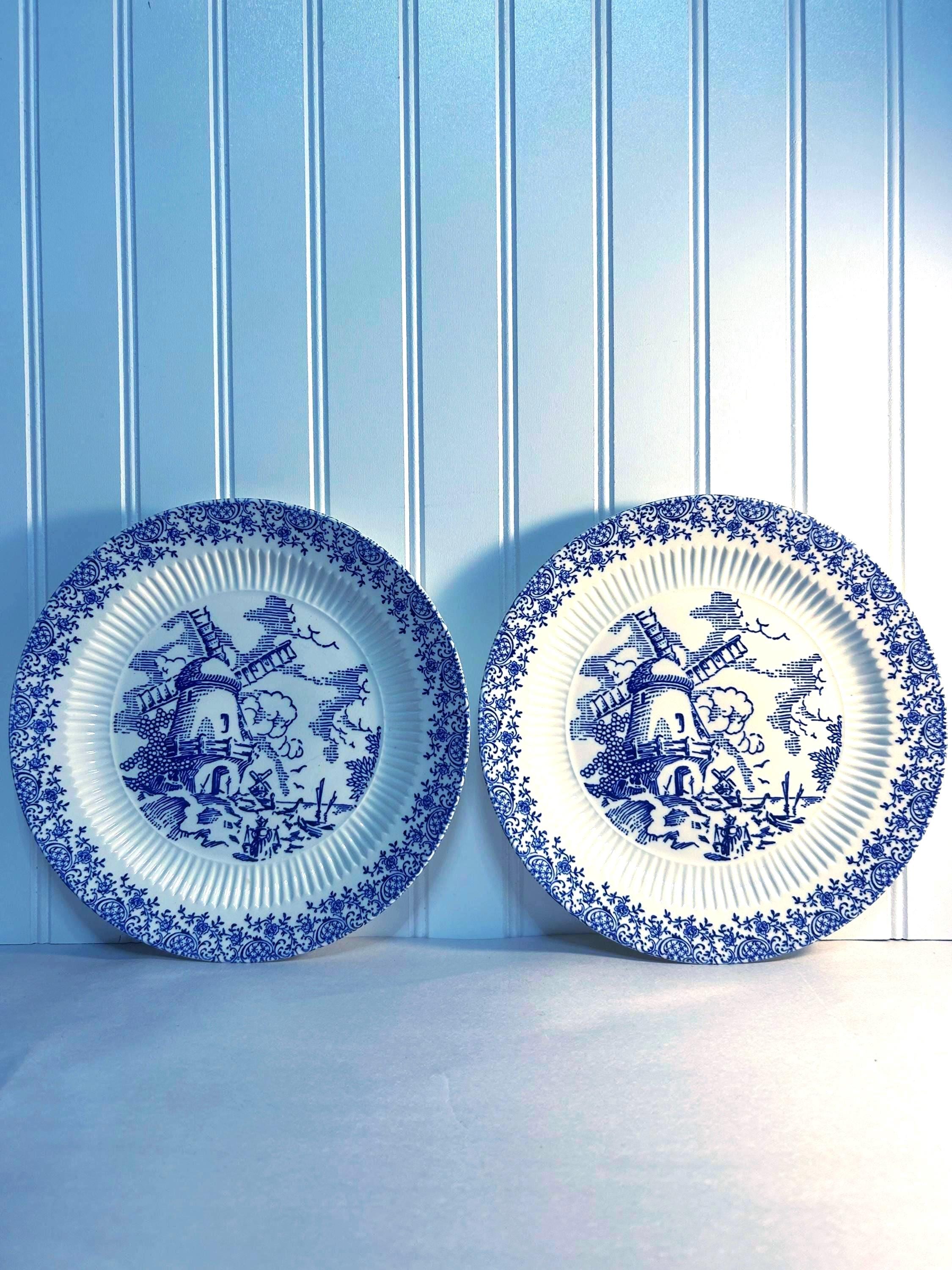 Vintage Blue and White Windmill Plates by Royal China Set of 2 9.25 - Etsy