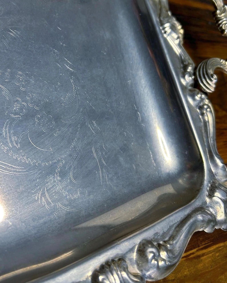 Vintage Regal Silver China Serving Tray W/ Handles, Butler Tray, 25th ...