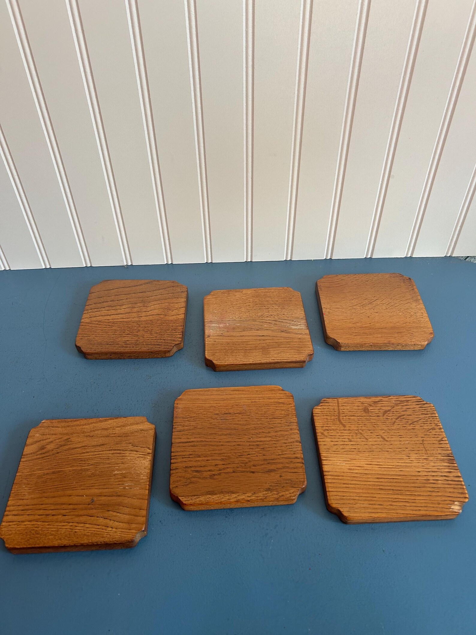 Vintage LARGE Wood & Cork Coasters W/ Caddy 6.5x 5 Set of 7 - Etsy
