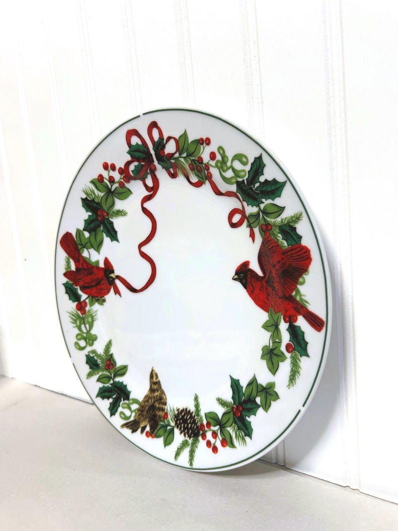 Vintage Christmas Cardinal Bird Plates, Royal Norfolk ~ 10” ~ (4) Pcs ...
