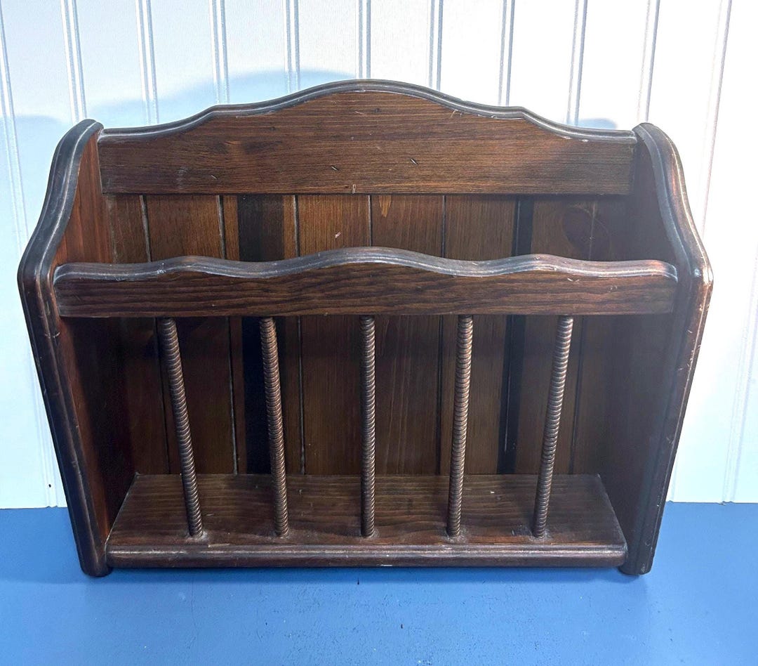 Vintage Solid Wood Wall Magazine Rack, Scalloped Edge - Etsy