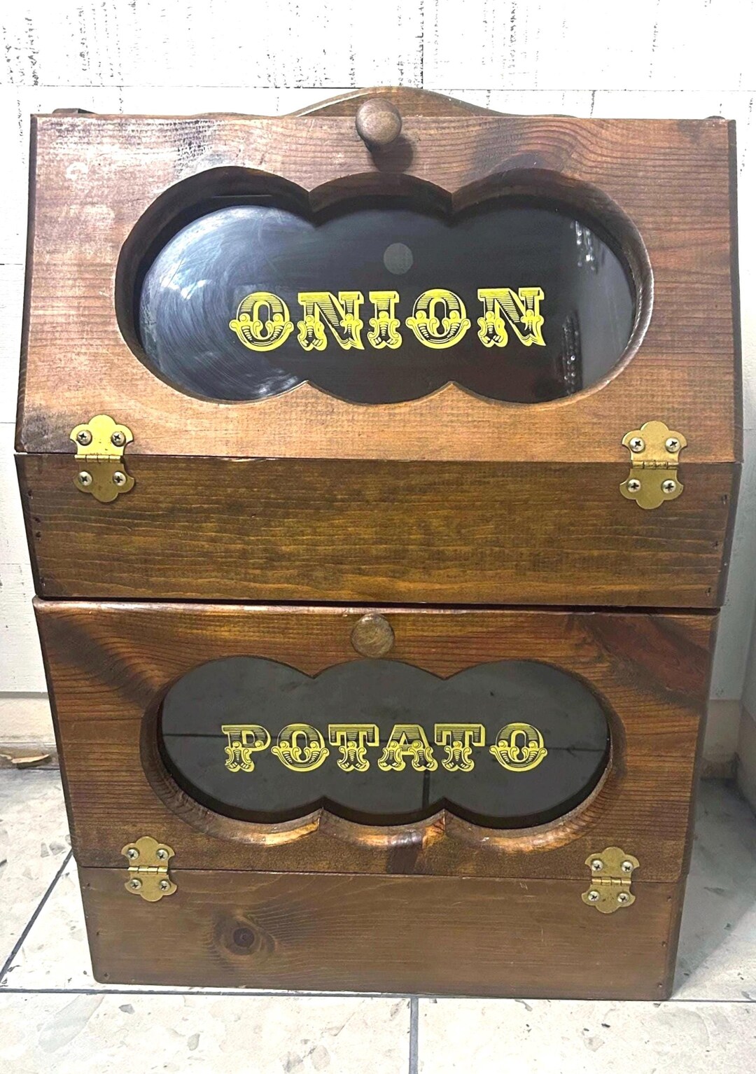 Vintage Solid Wood Onion Potato Storage Box, Glass Window (LARGE) - Etsy