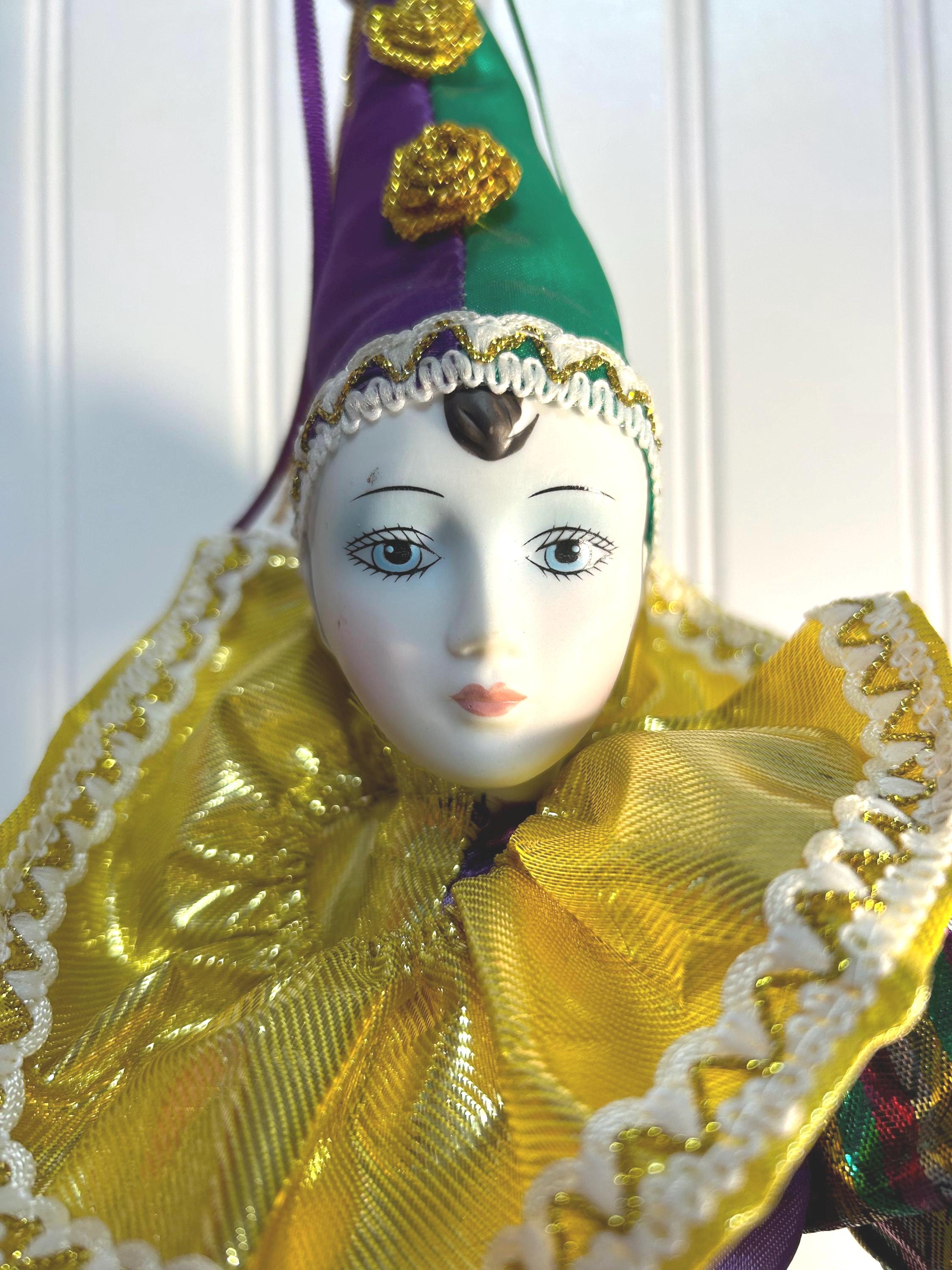 Vintage Porcelain Clown Harlequin Doll on Stand~ 18.5” - Etsy