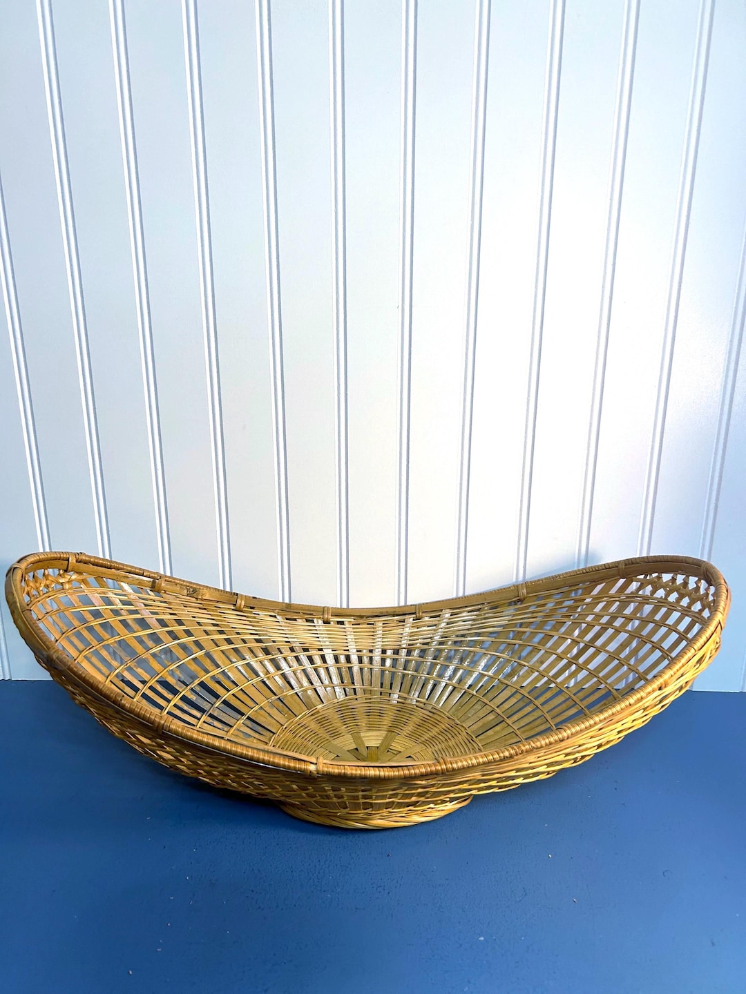 Vintage Wicker Boat Basket ~ 19”x 9” - Etsy