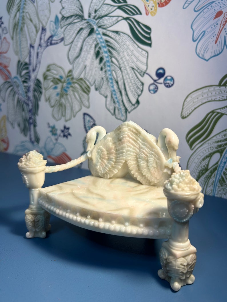 Vintage Double Swan Marble Stone Bench by Enesco Priscilla Hillman 1999 ...